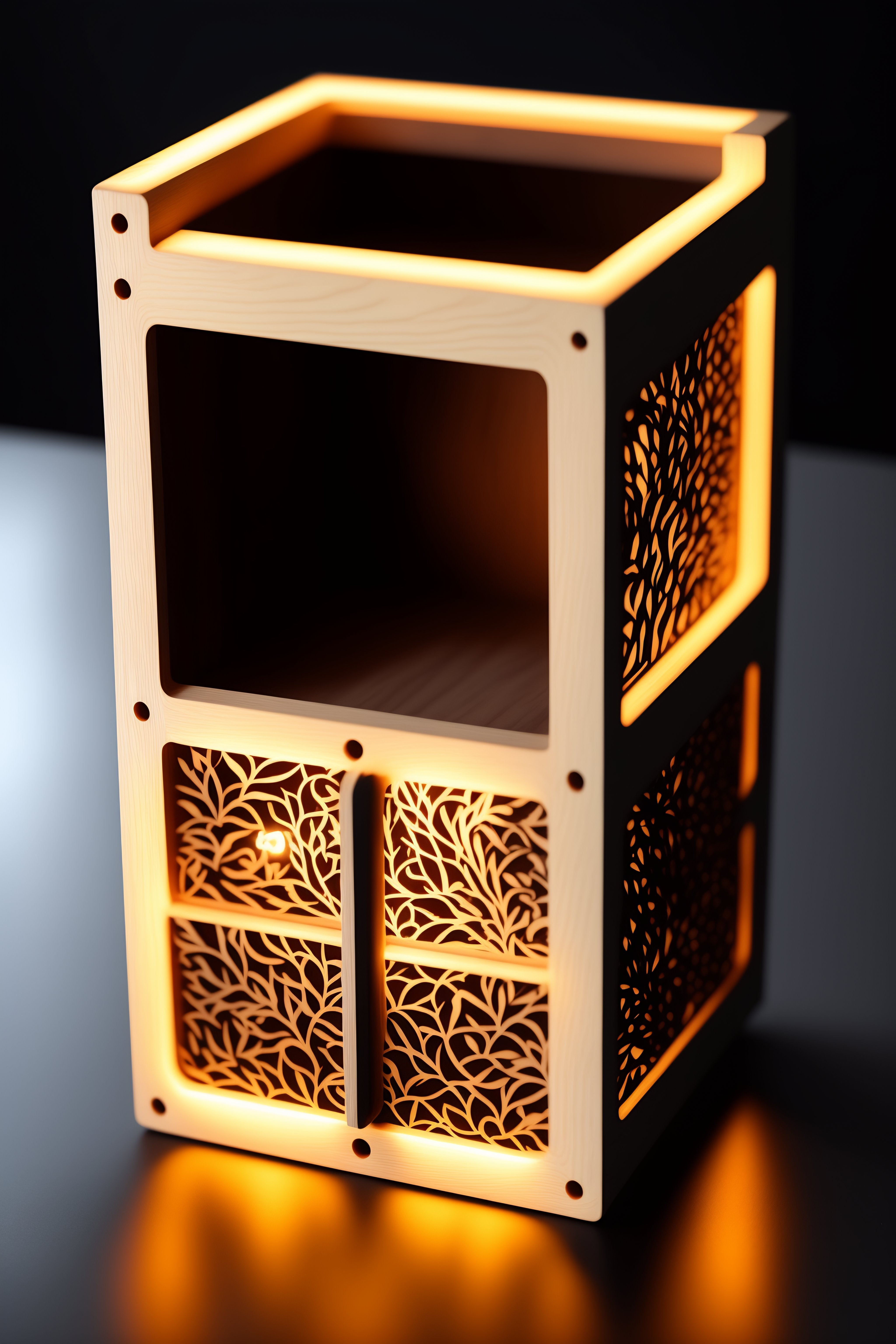 Lexica - Lasercut wood case box led MDF