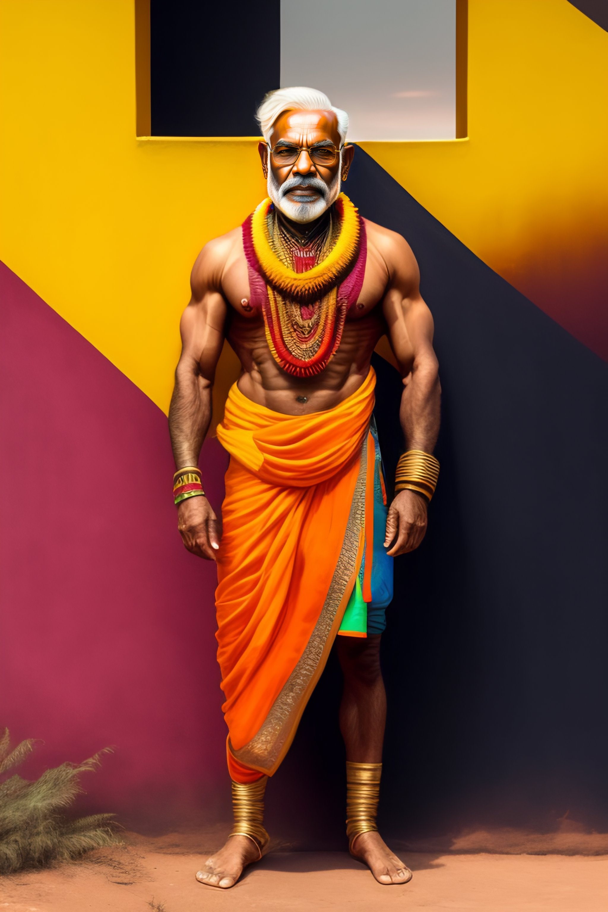 Lexica - Full body highly detailed portrait of muscular narendra modi ...