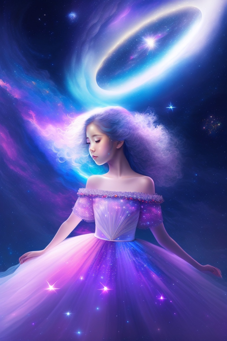 Lexica - In the cosmic expanse, a stunning tableau emerges. A galaxy ...