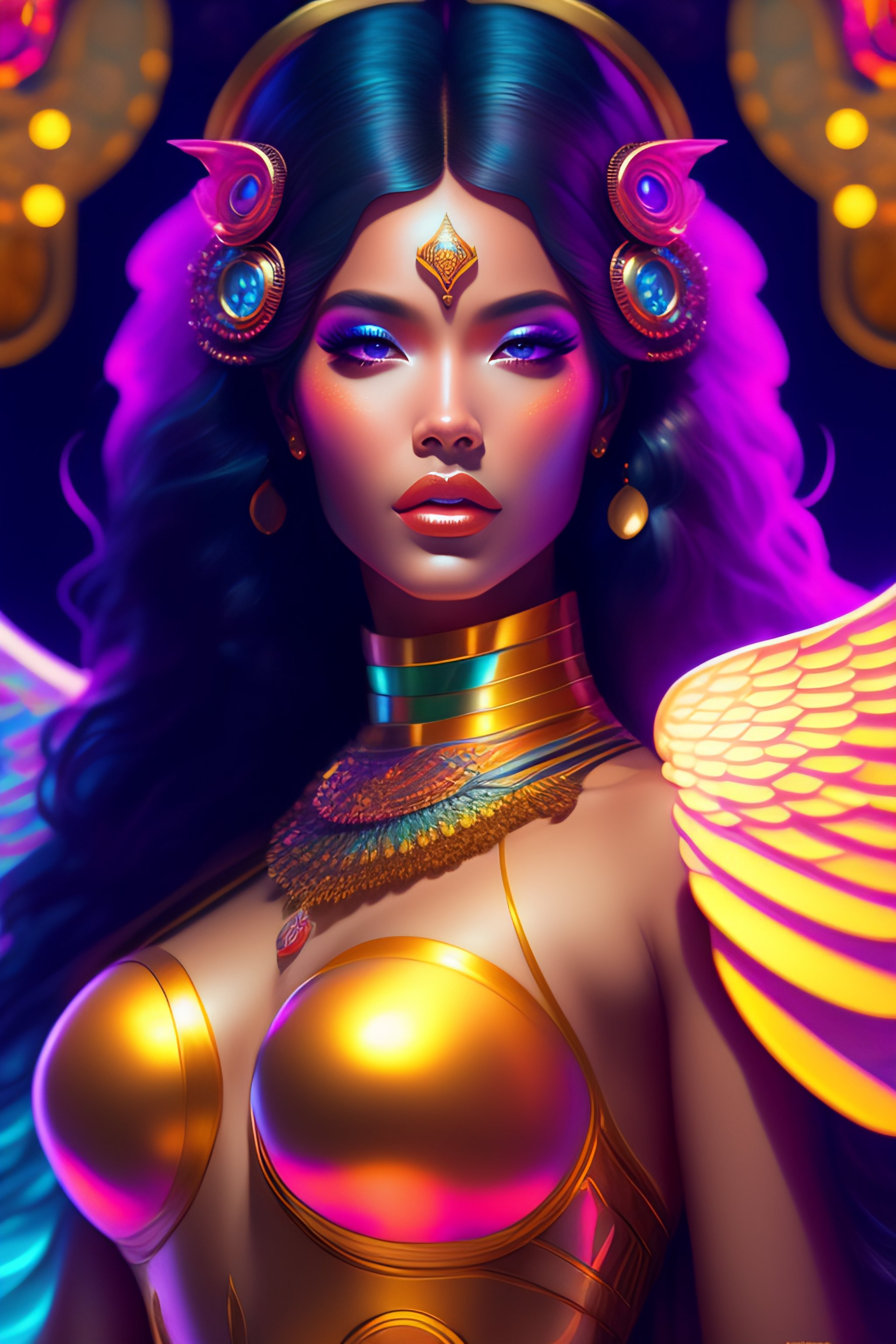 Lexica - A cybernetic goddess, vaporwave aesthetic, colorful, psychedelic, digital painting ...