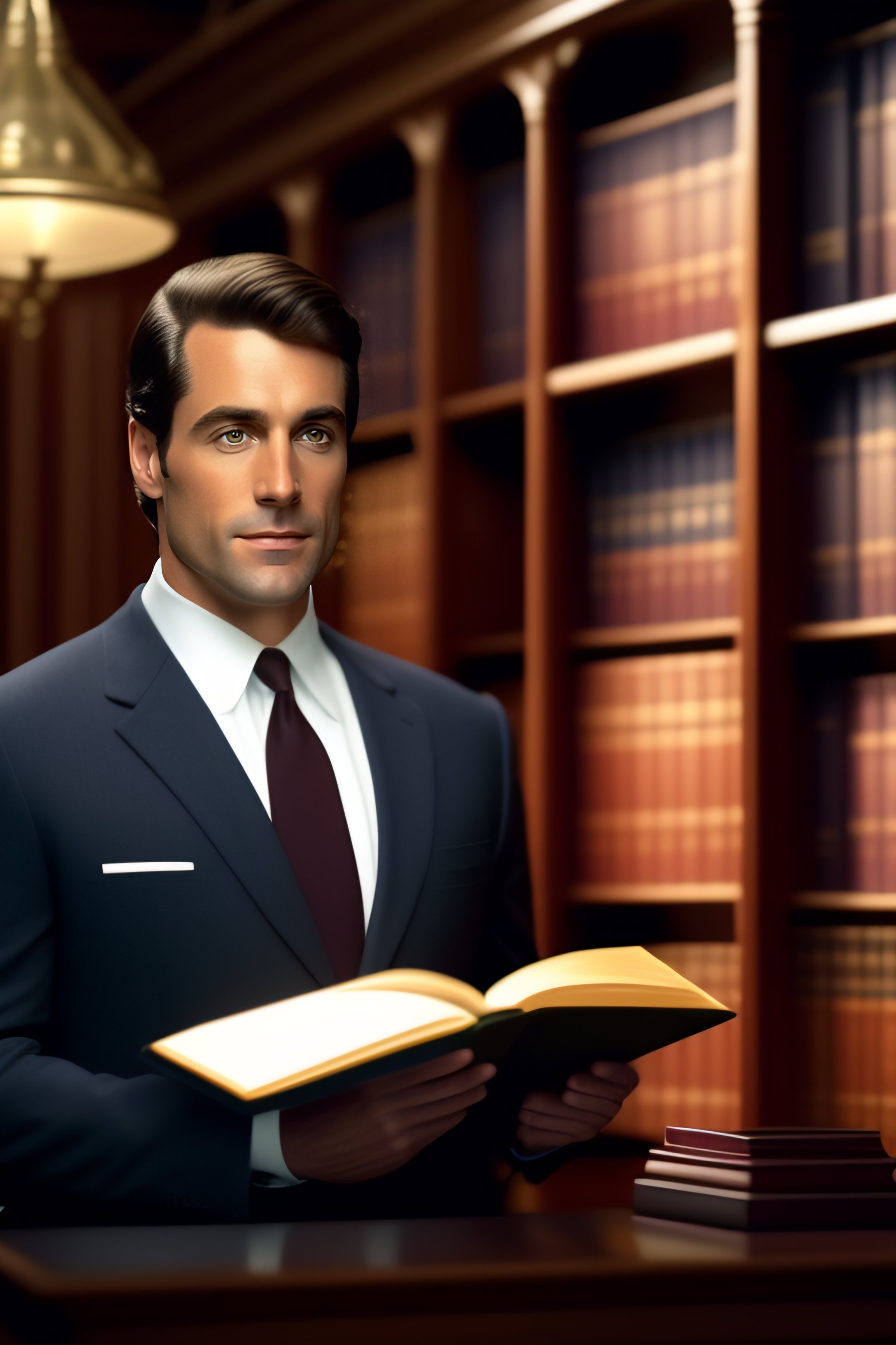 Lexica - Denny crane as a lawyer in a library. funny. realistic.