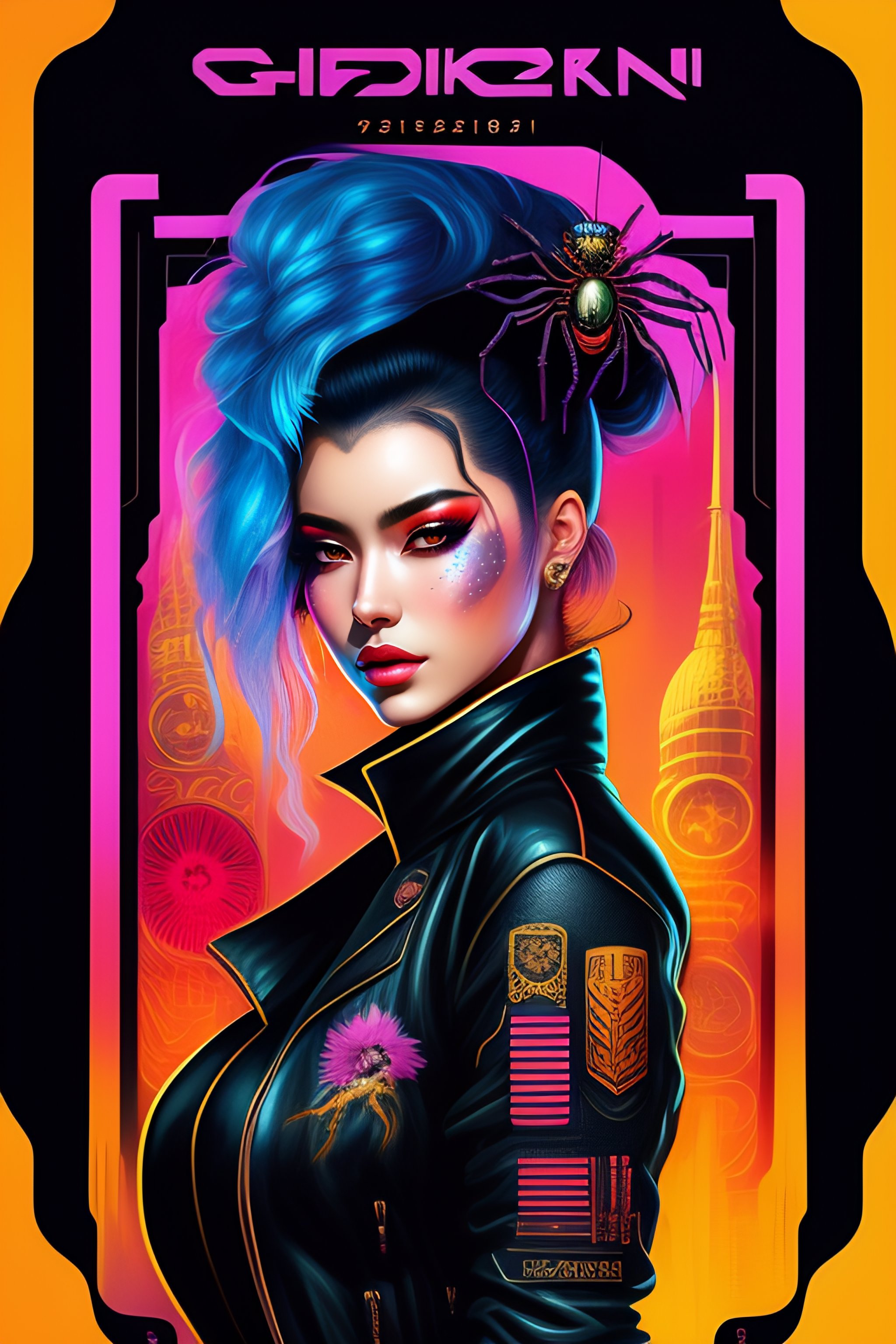 Lexica - Cyberpunk vintage 1820s magazine cover poster, girl with ...