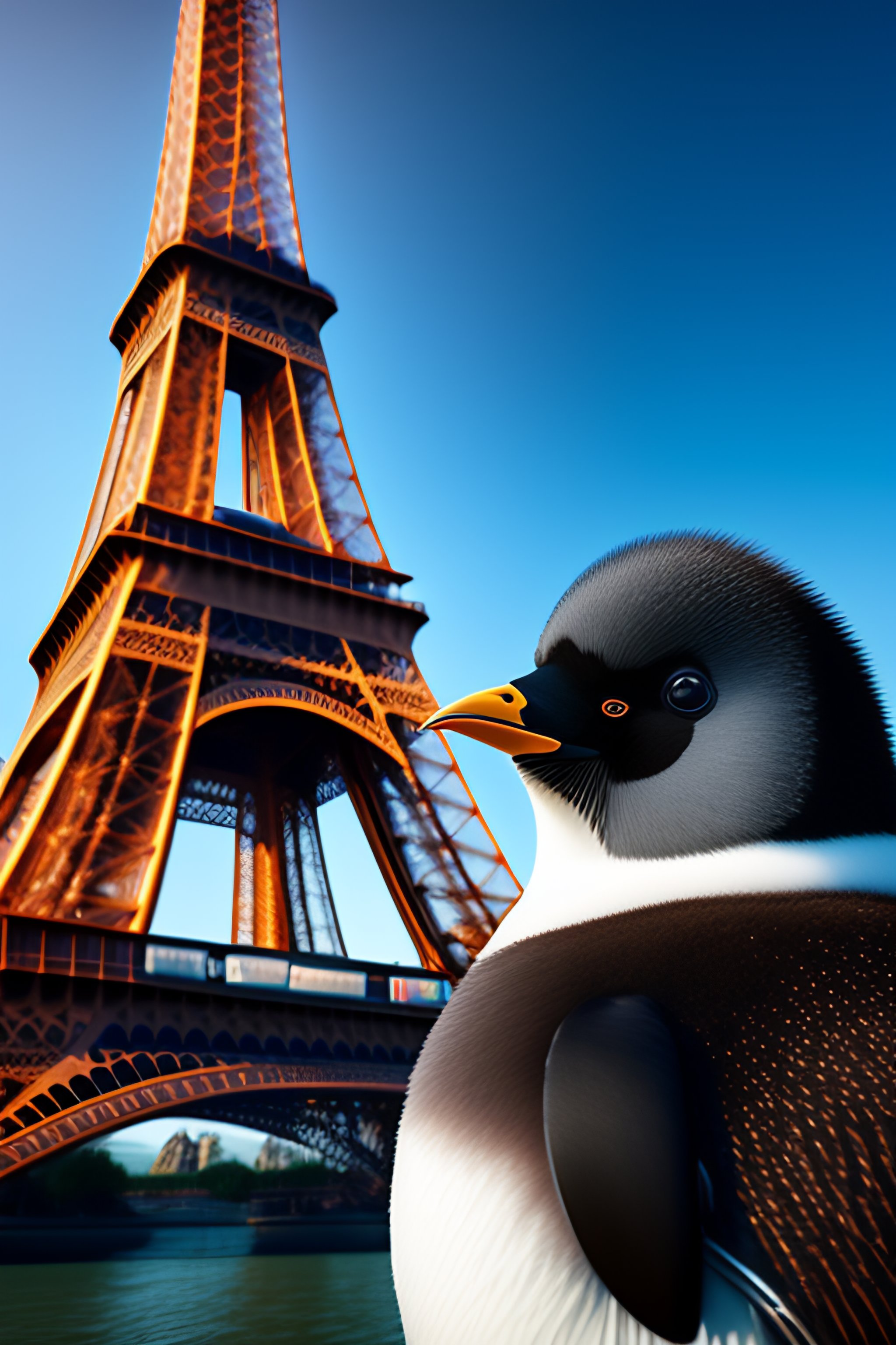 Lexica - Pinguin visiting the eiffel tower