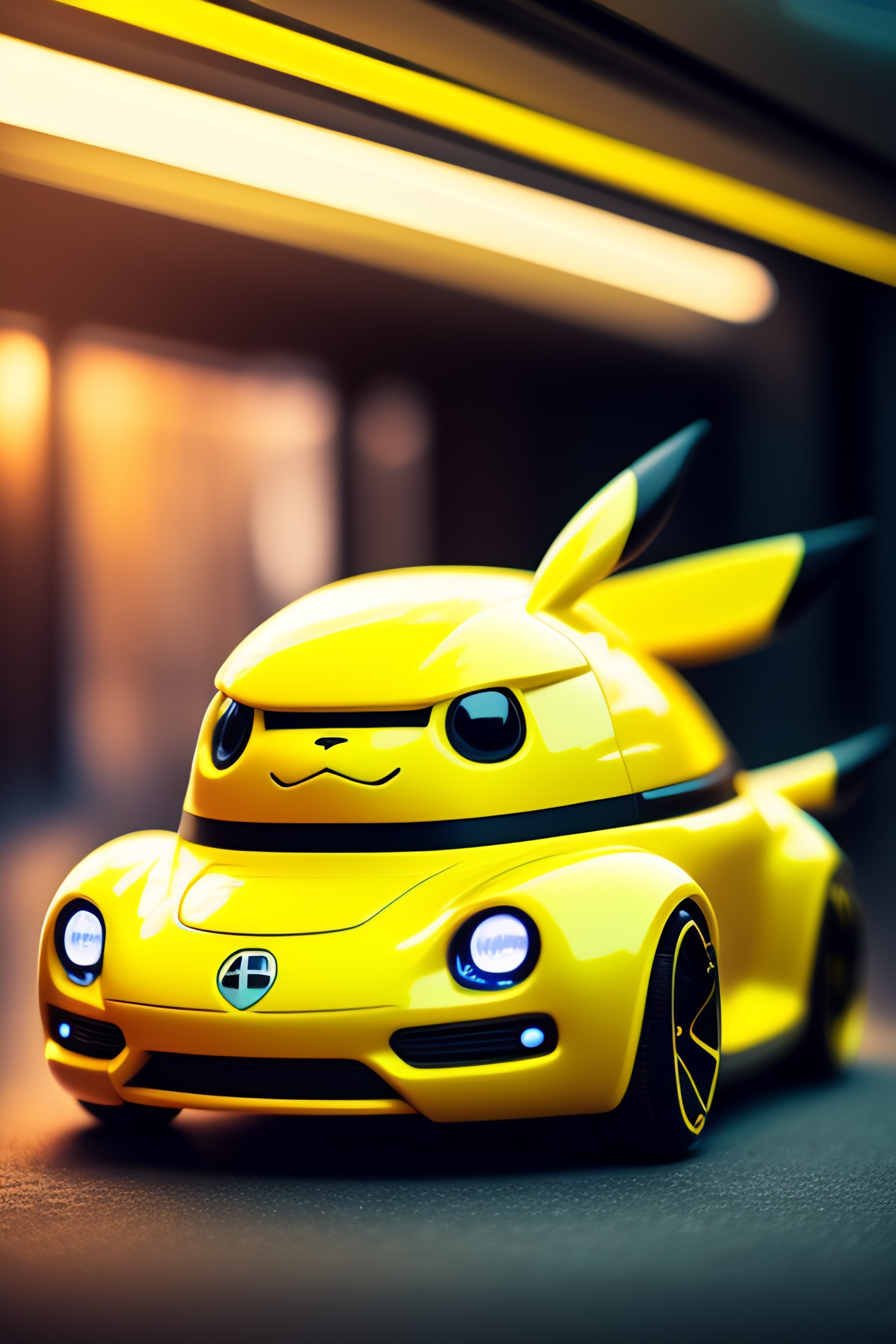 Lexica - Pikachu as a futuristic car , white background , yellow neon ...