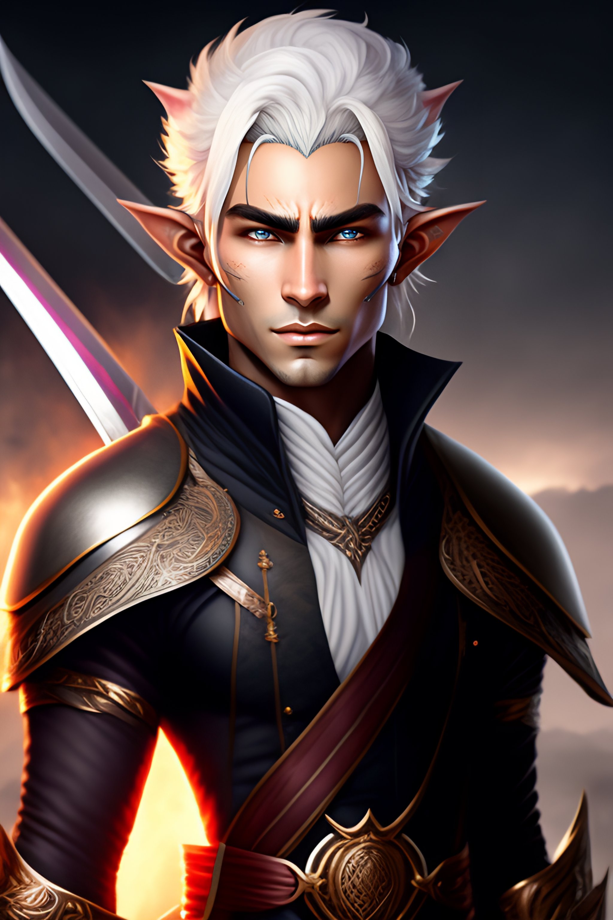 Lexica - Full body portrait of an 18 year old Male Drow Elf, grey skin ...