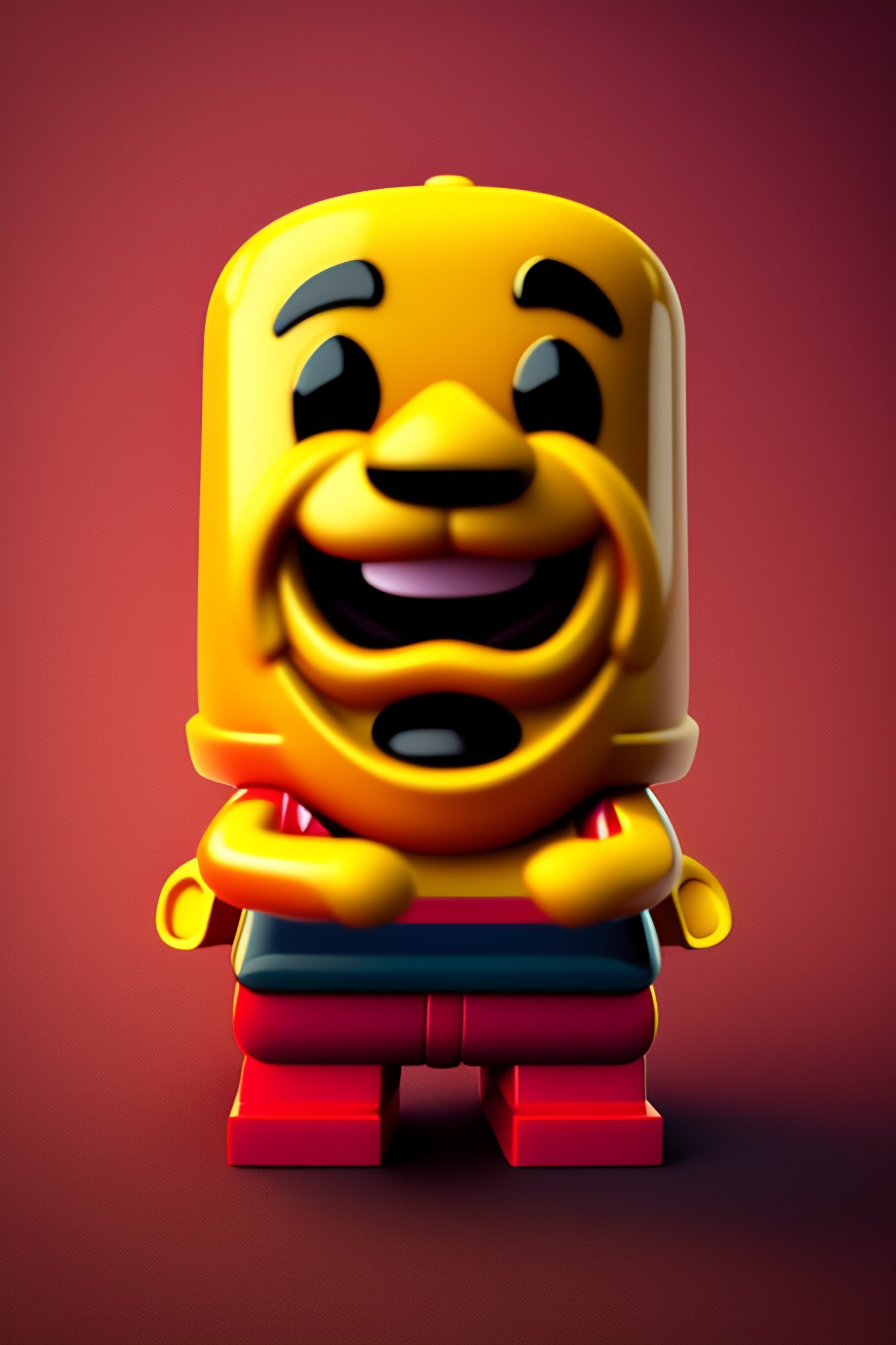 Lexica - 3d render cute character laughing lego square shape