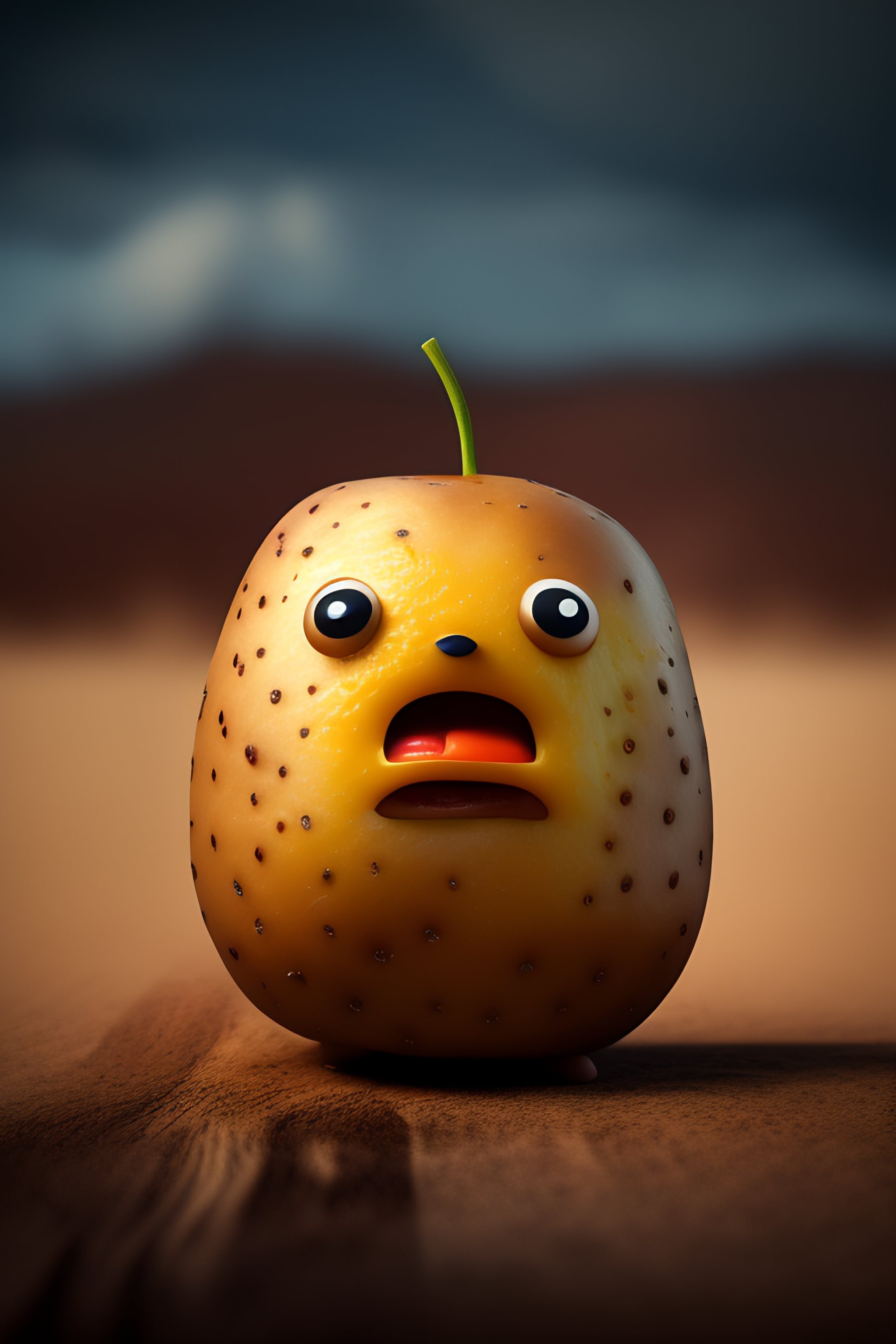 Lexica - Angry potato with face and arms wearing guns front