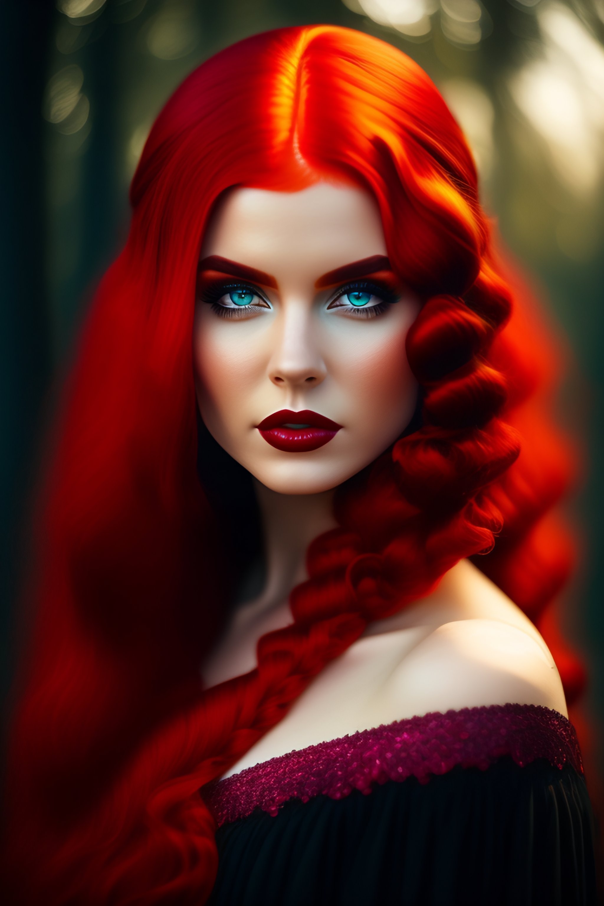 Lexica - The gloomy girl is mystical magic red hair witch