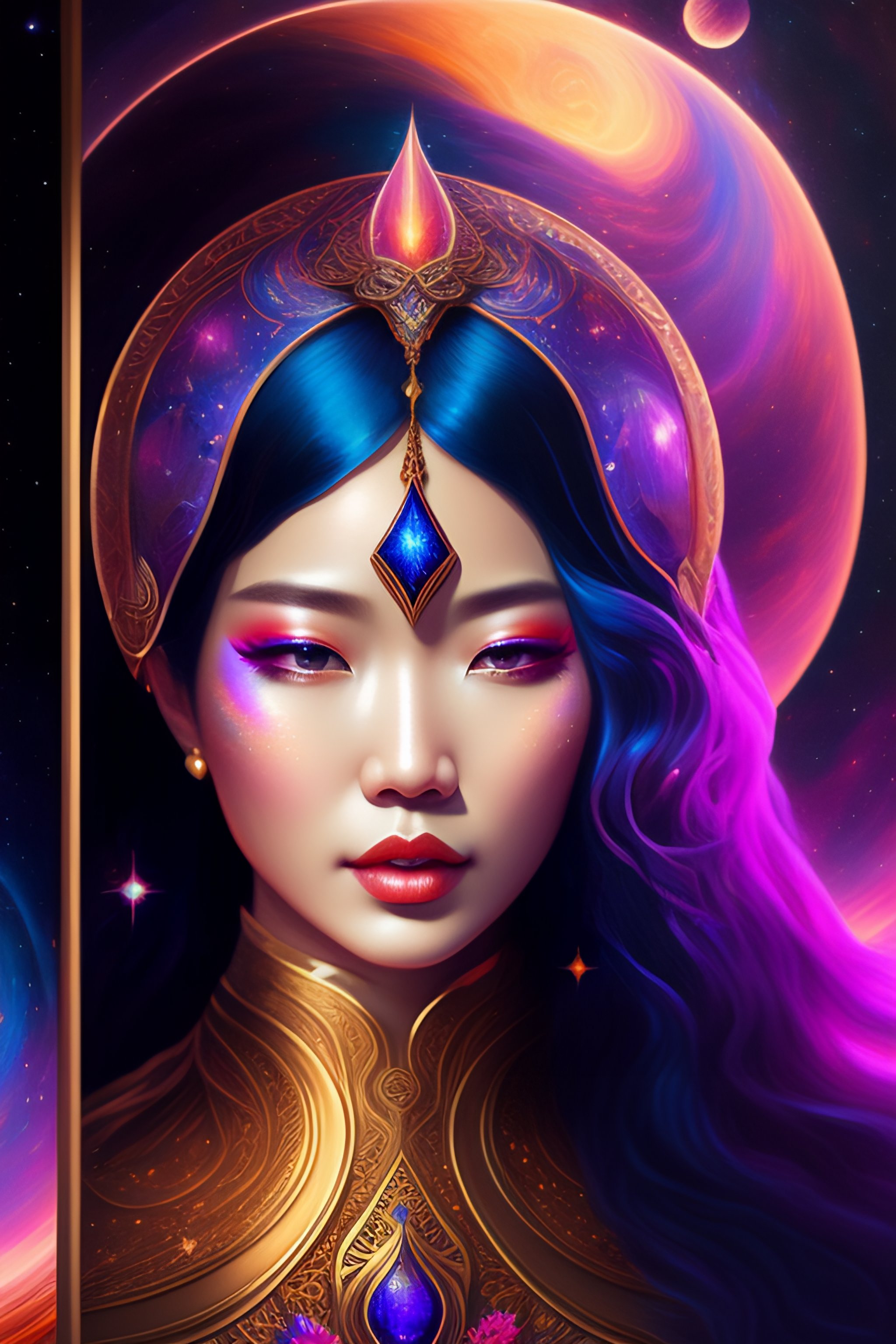 Lexica - Cosmic sorceress, nebulas, galactic, Concept art portrait by ...