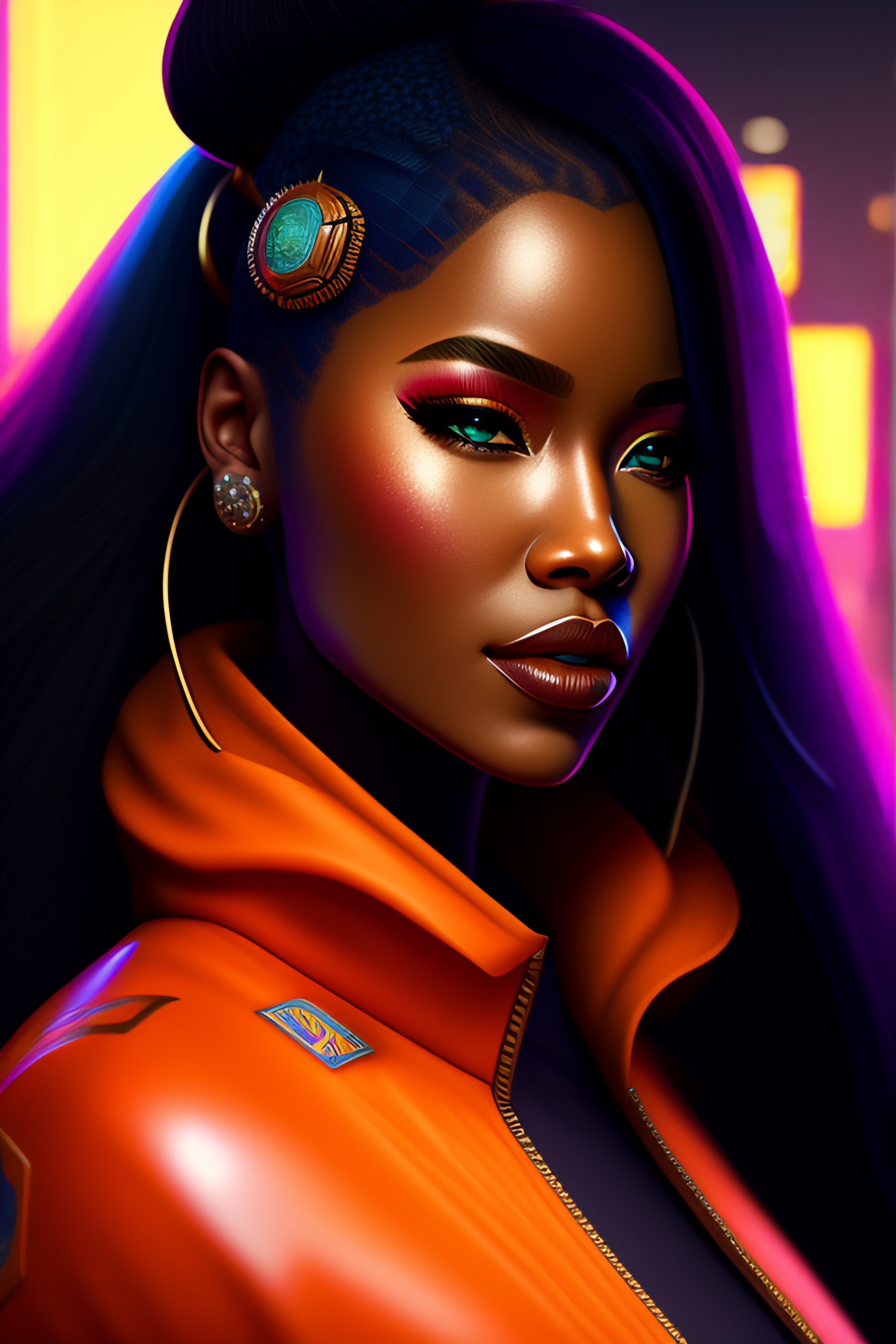 Lexica - Nicki ninaj as a Portrait of a cyberpunk cyborg ninja, third ...