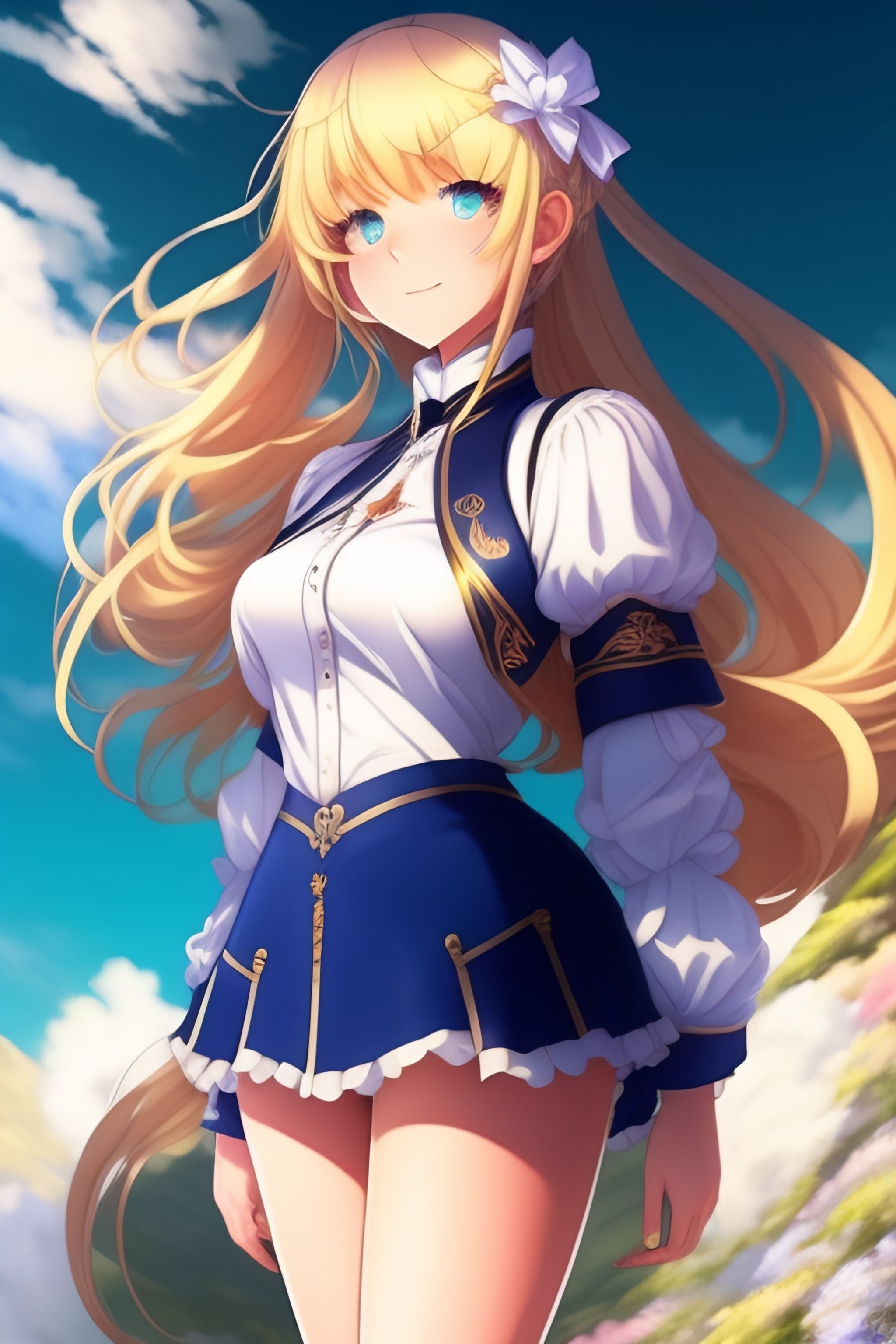 Lexica - FGO anime girl Blond, long hair, blue eyes and a pretty smile ...