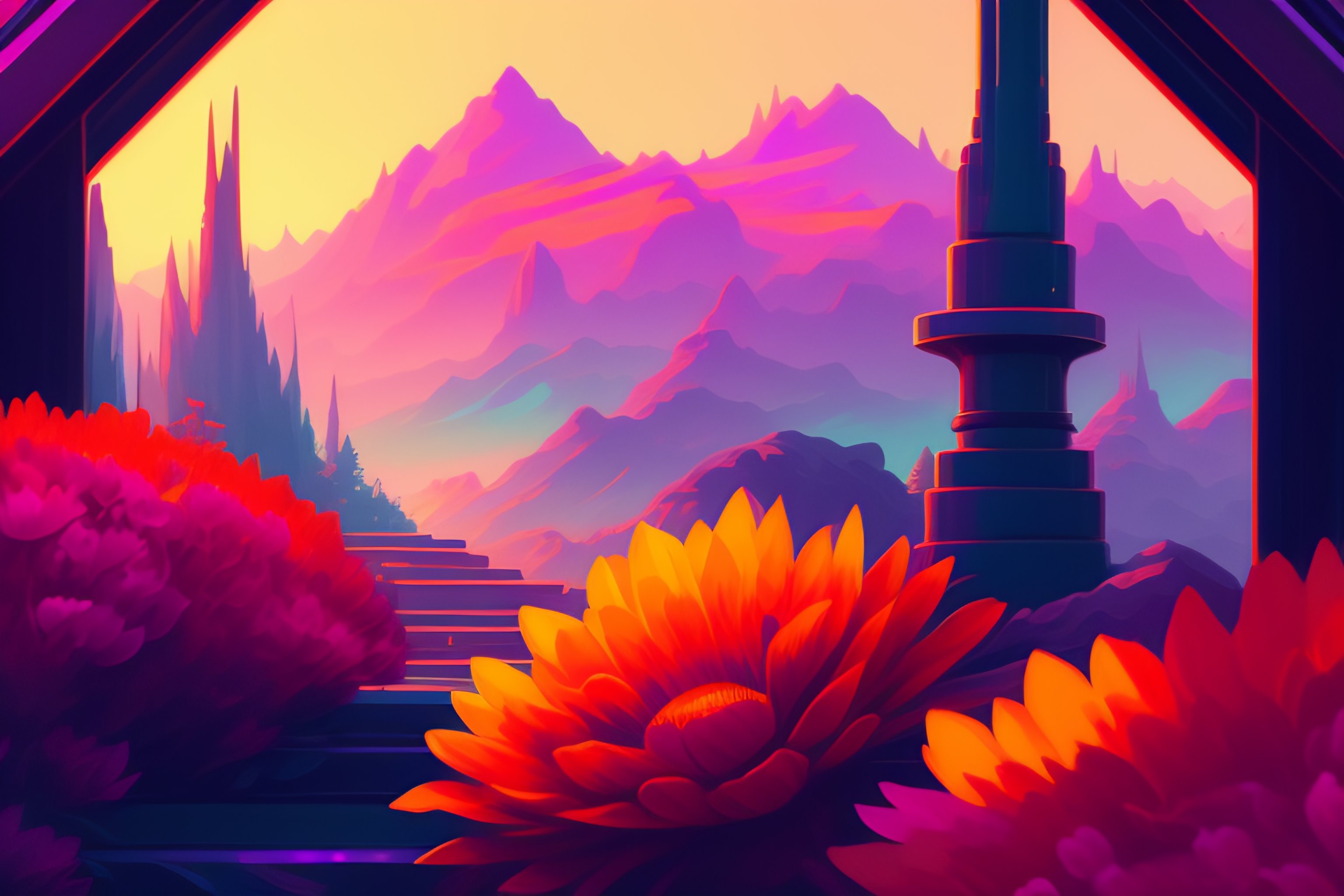 Lexica - A graph style gauche impasto, flowers, steampunk art by james ...