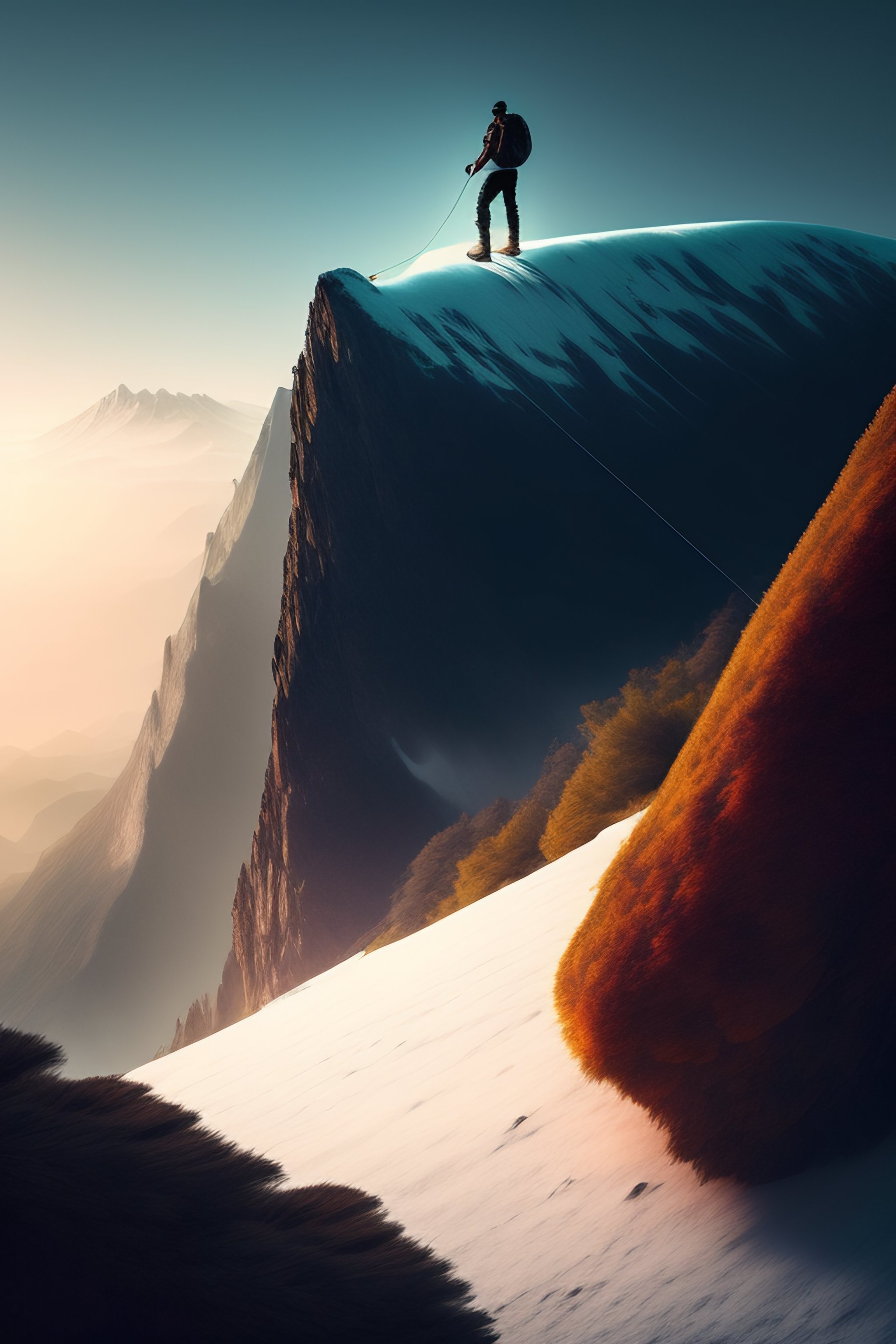 Lexica - Man climbs mountain goal at the top