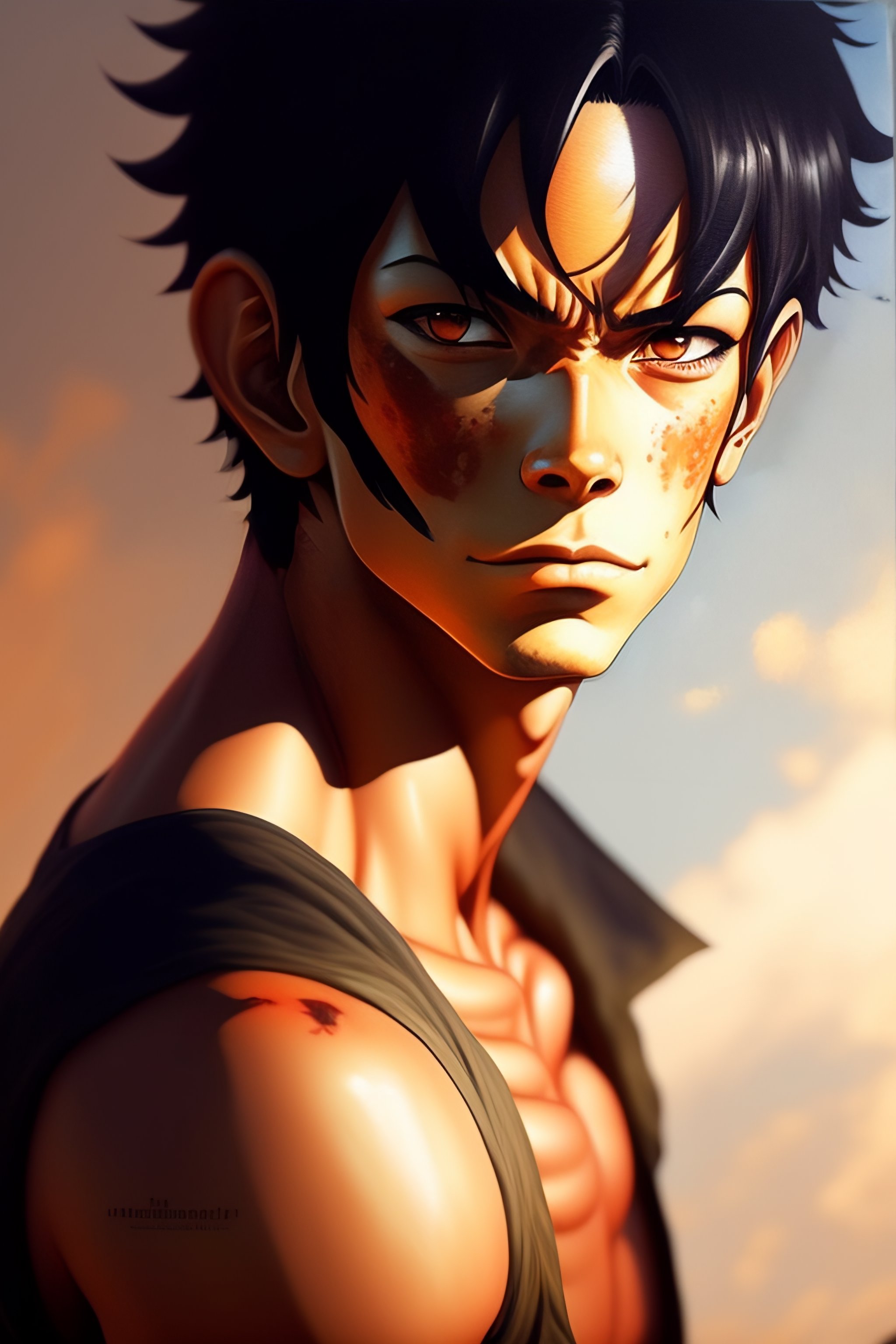 Lexica - Monkey D. Luffy, oil painting, highly detailed, by Ilya Kuvshinov