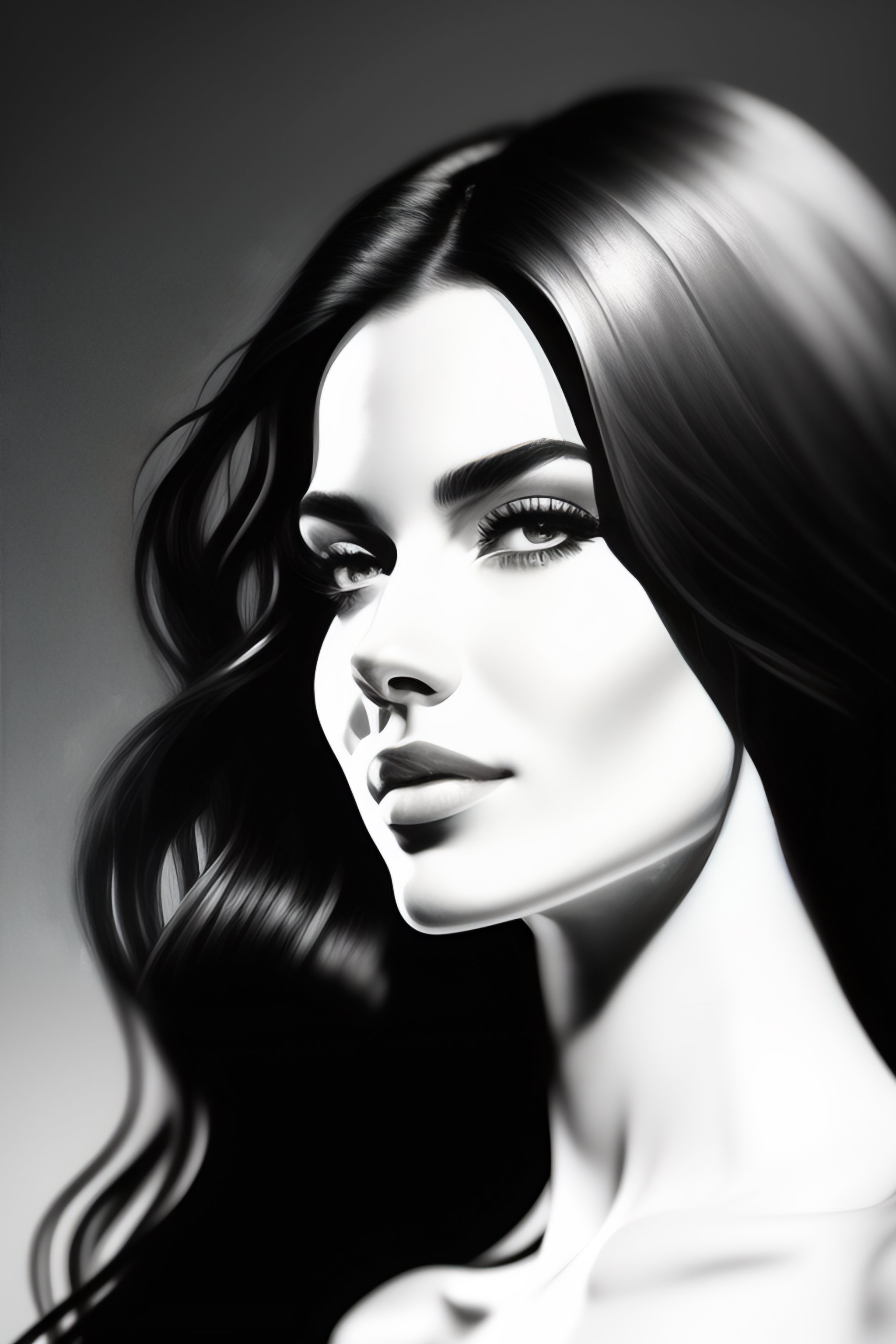 Lexica - Monochrome silhouette of a face, black and white, 2d, side ...