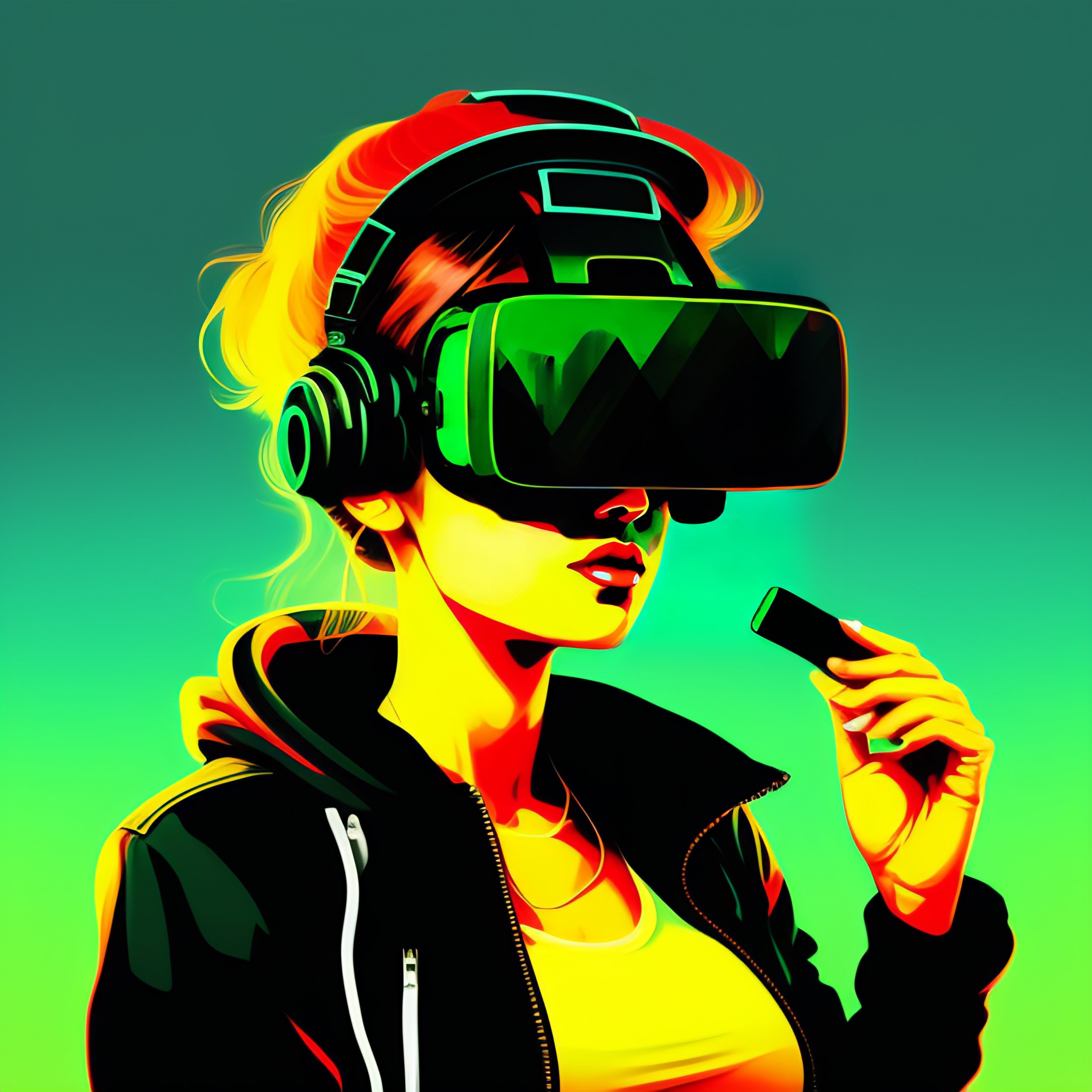 Lexica - Woman dancing with a vr headset, style of laurie greasley, james gilleard, genshin ...
