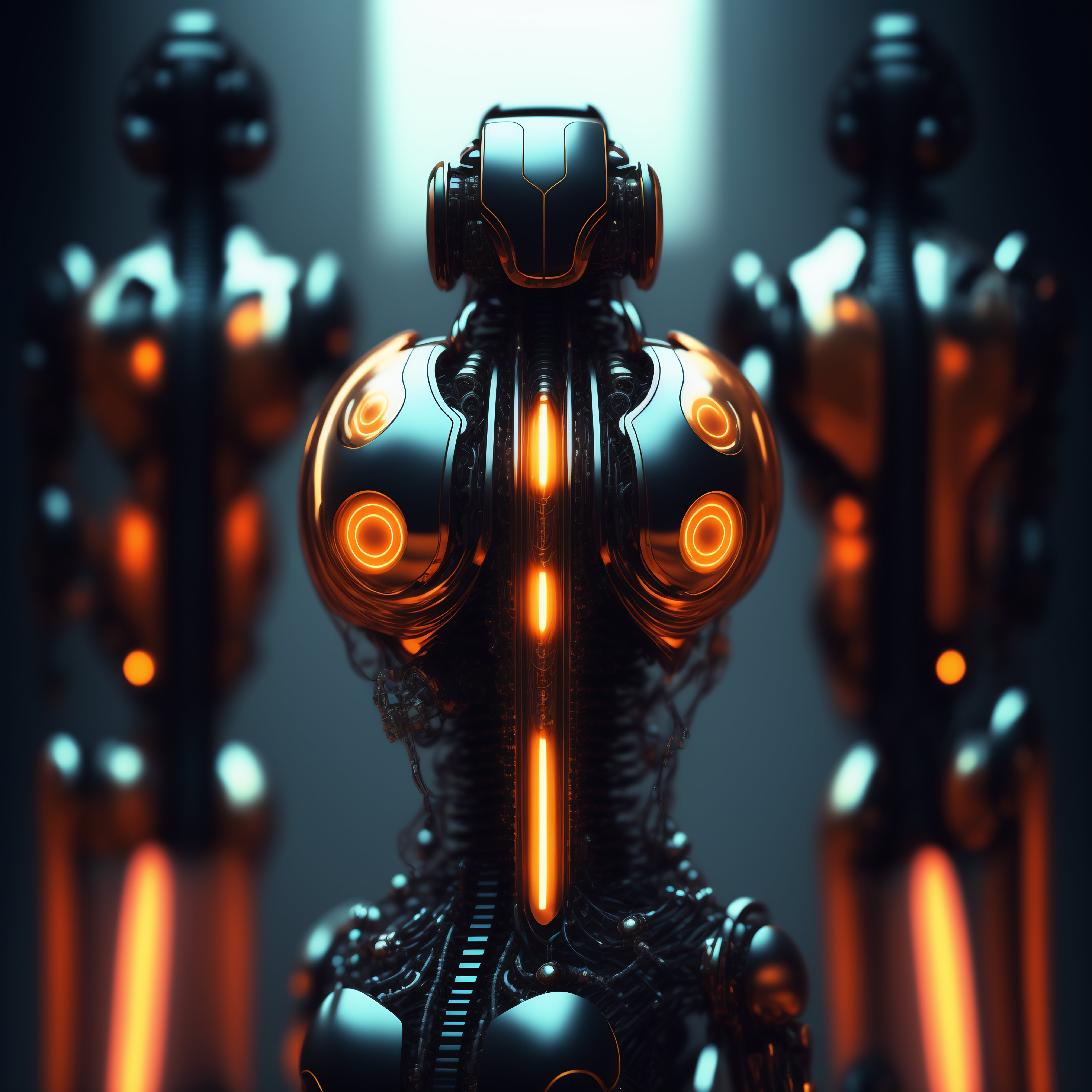 Lexica - Futuristic_ai_biomechanical_sentient_bot_dangerous_neural_network