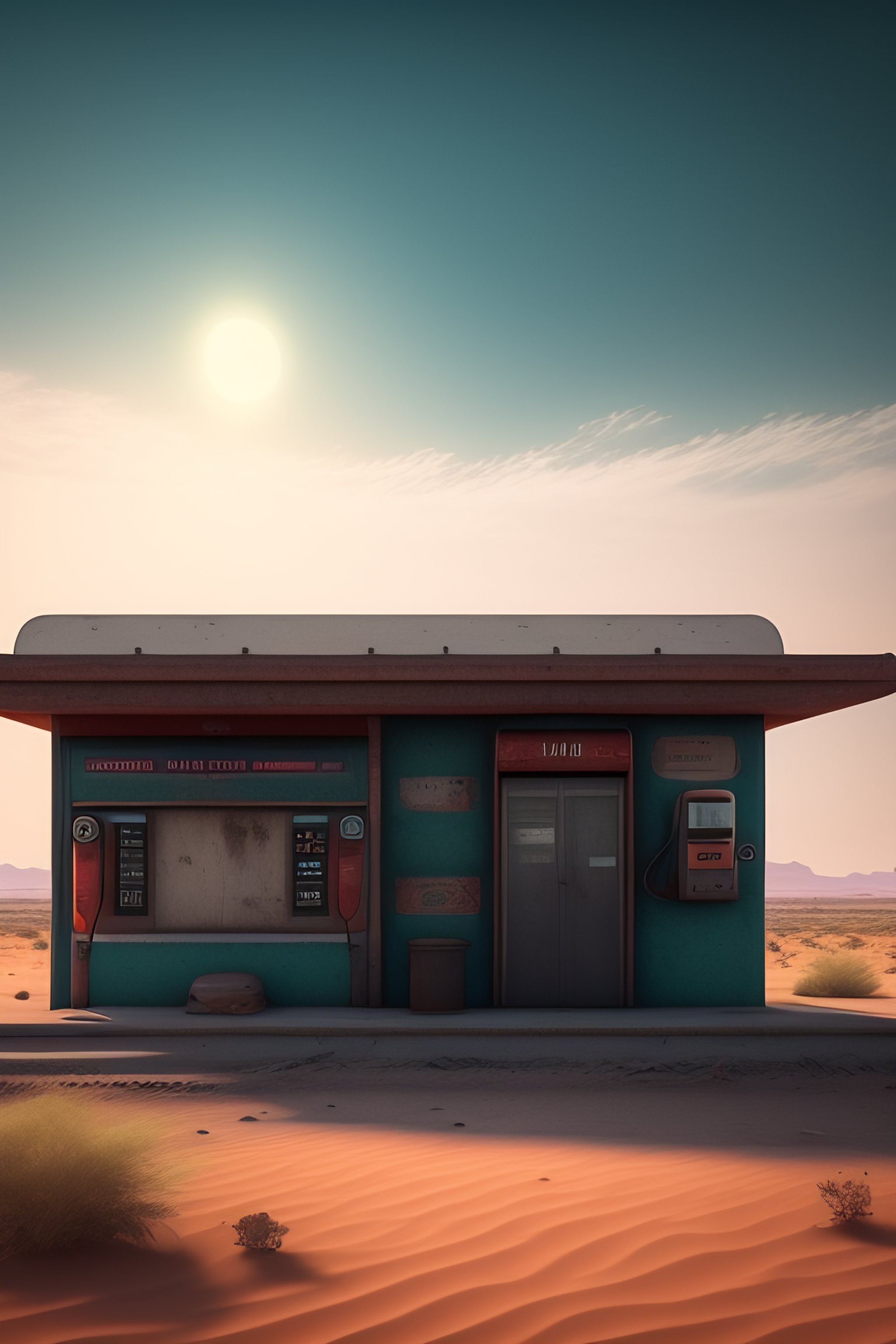 Lexica - An old, tiny abandoned gas station in the middle of the desert ...