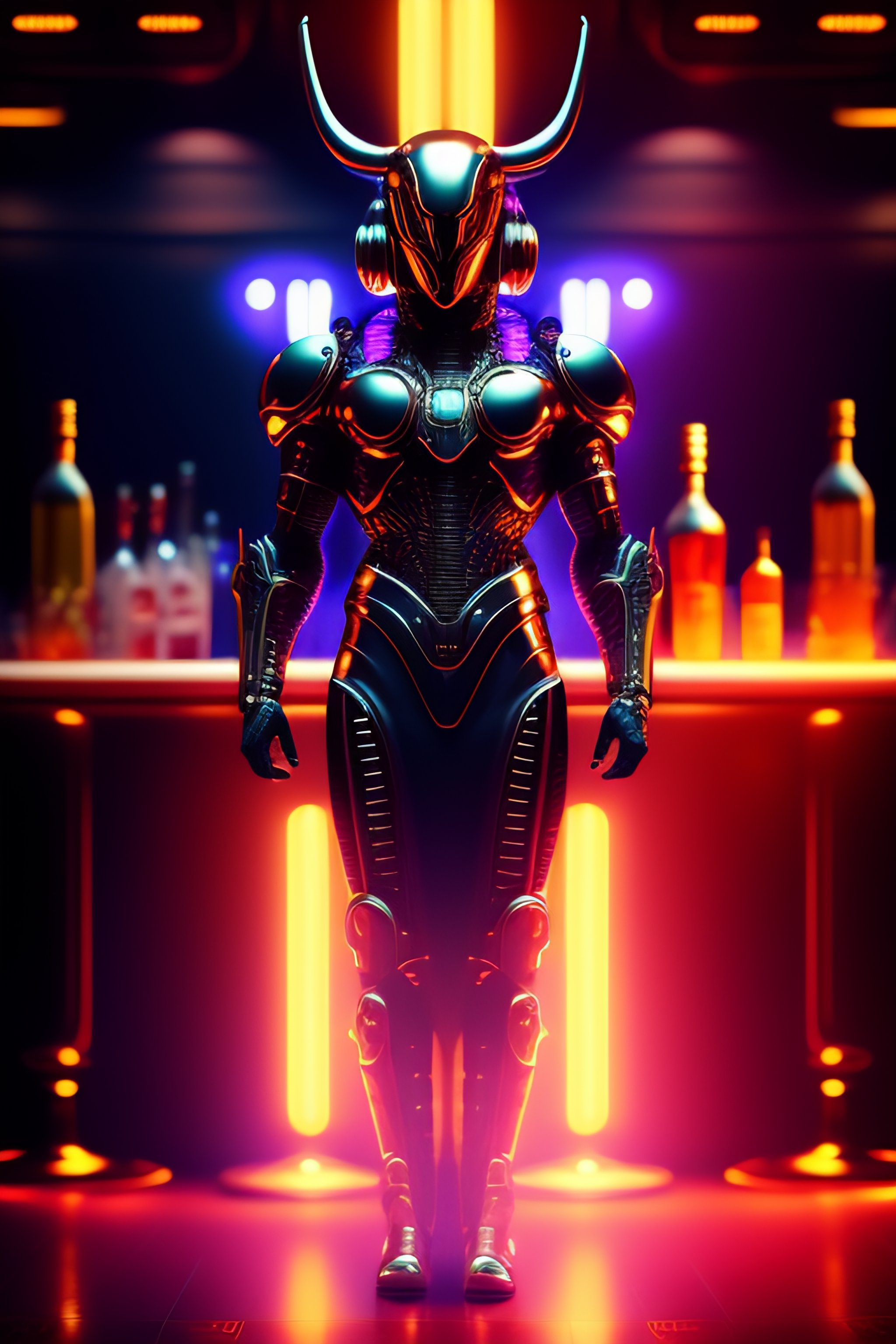 Lexica - Alien man biomechanical mixologist and retro futuristic 60s ...