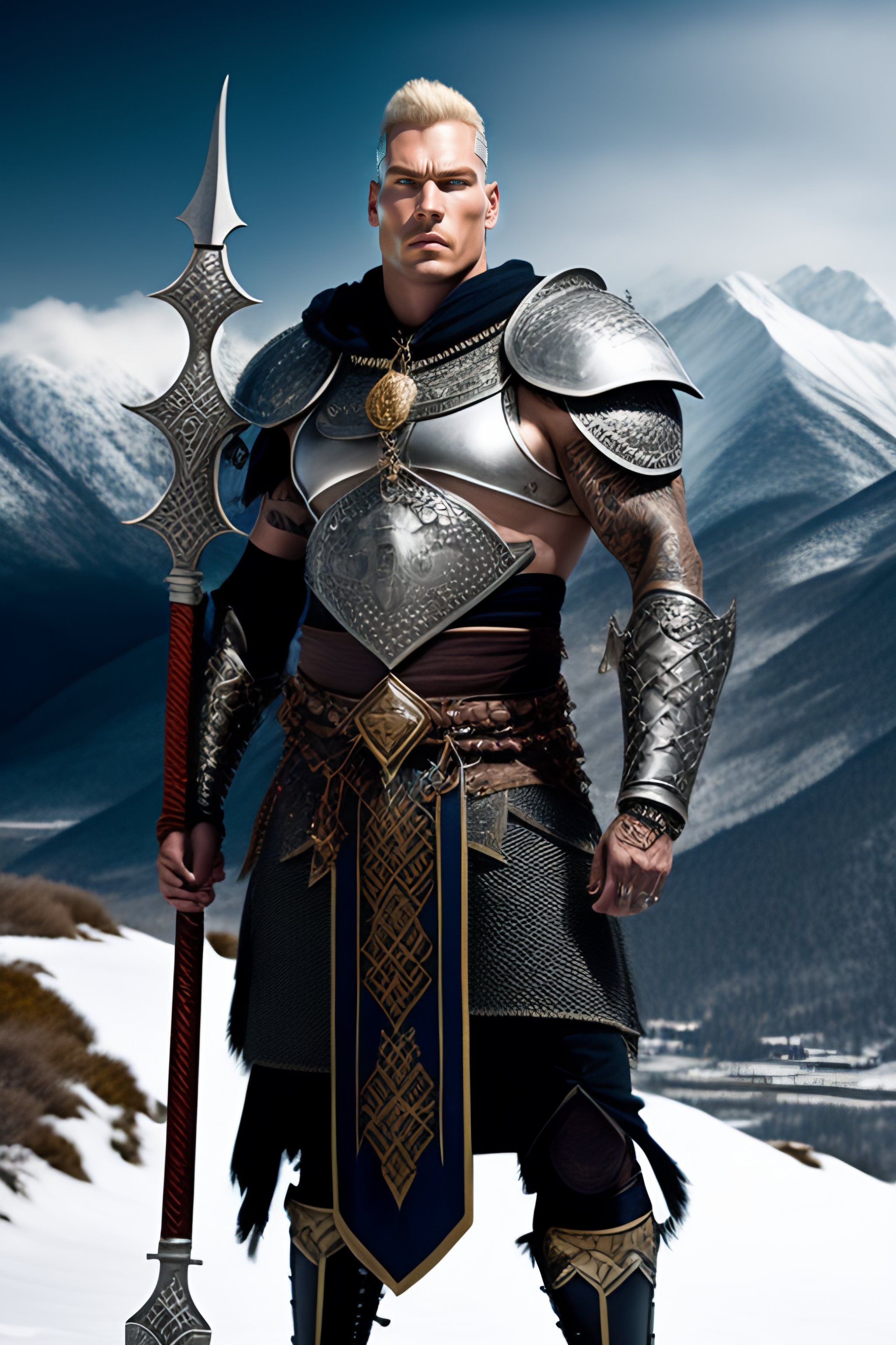 Lexica - 8 feet tall, ghostly pale, burly, rugged Goliath with ...