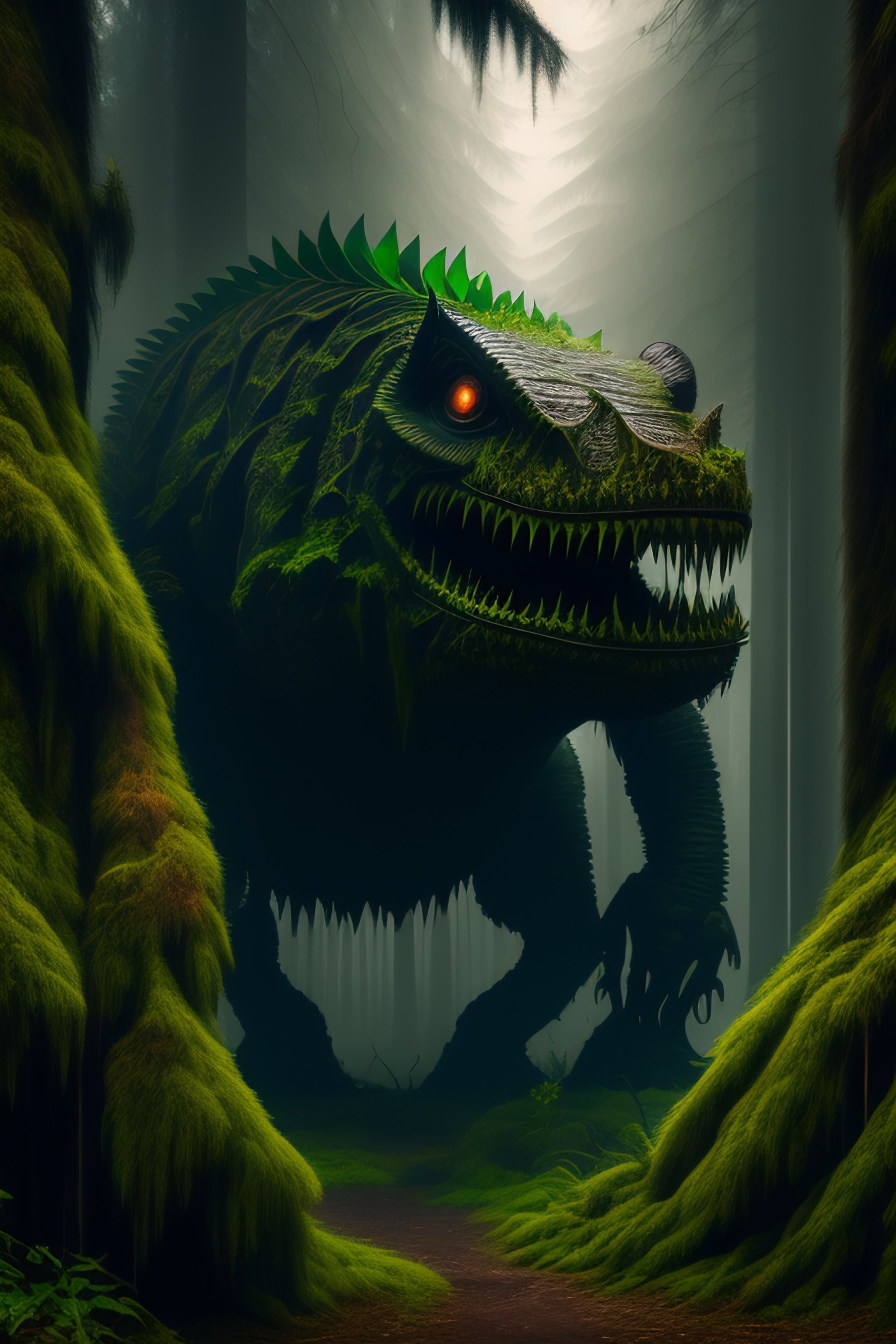 Lexica - Monster of nature, creature made of wood and leaves, grim ...