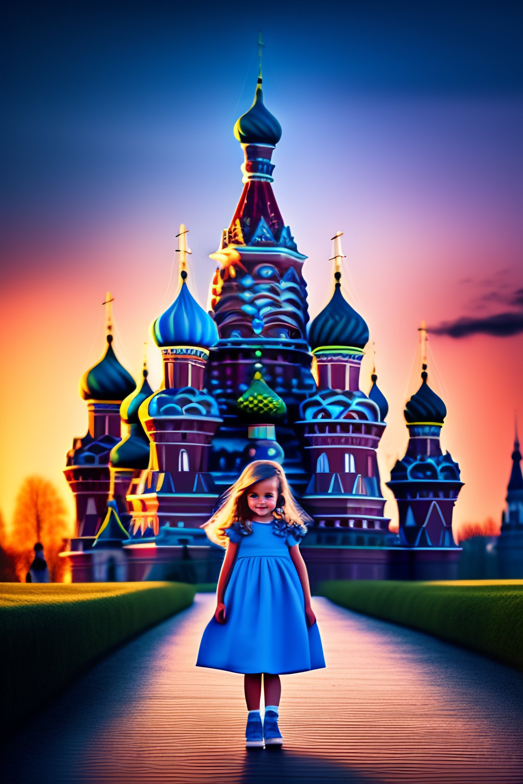 Lexica - Princess Anastasia in Moscow Russia, castle, sunset, blue ...