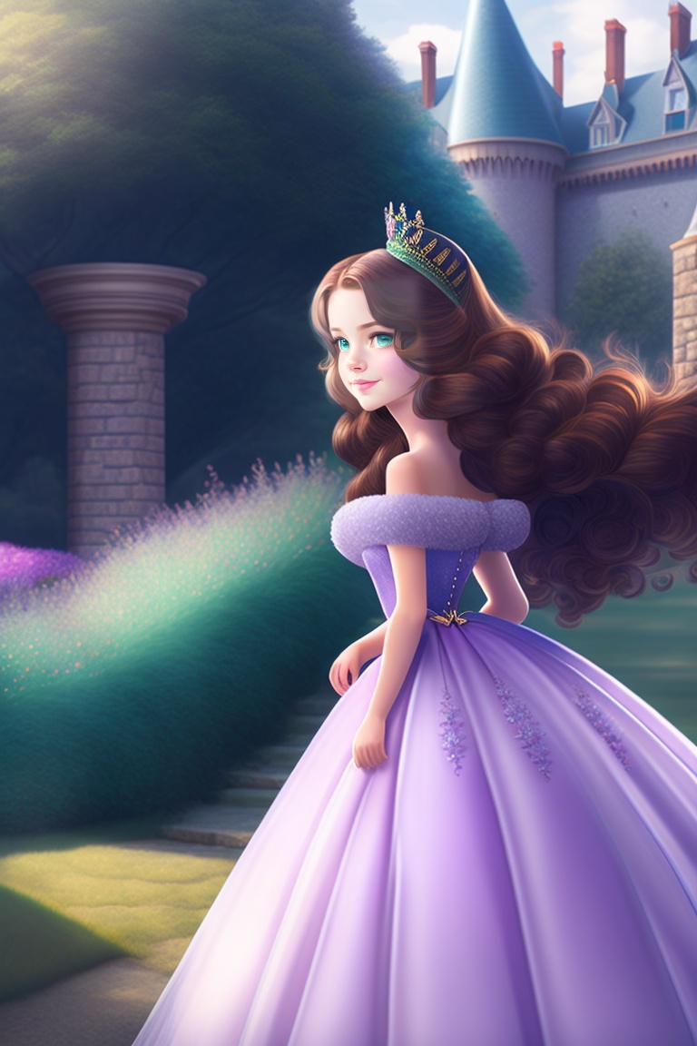 Lexica - A beautiful princess strolling along the castle's garden, with ...