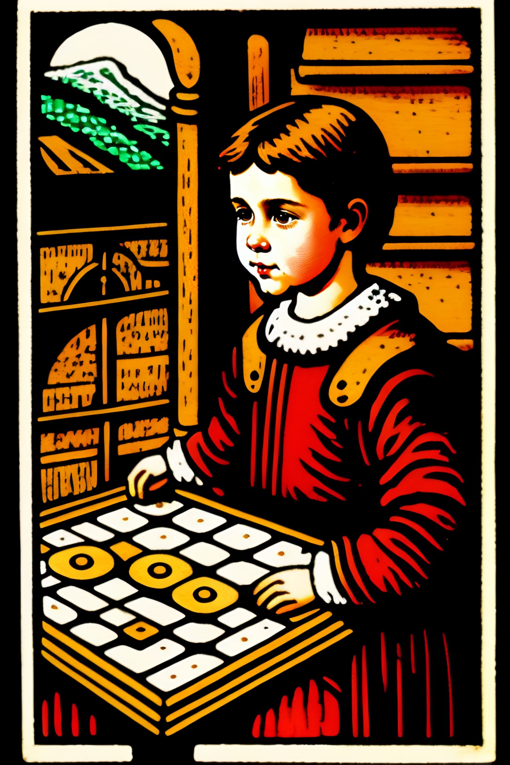 Lexica - Medieval woodcut of adrian street A young child is playing a ...