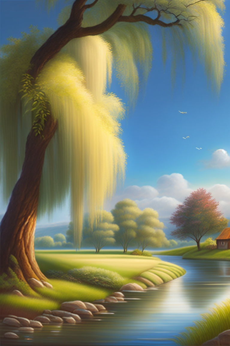 Lexica - "Illustrate a serene village scene featuring a magnificent ...