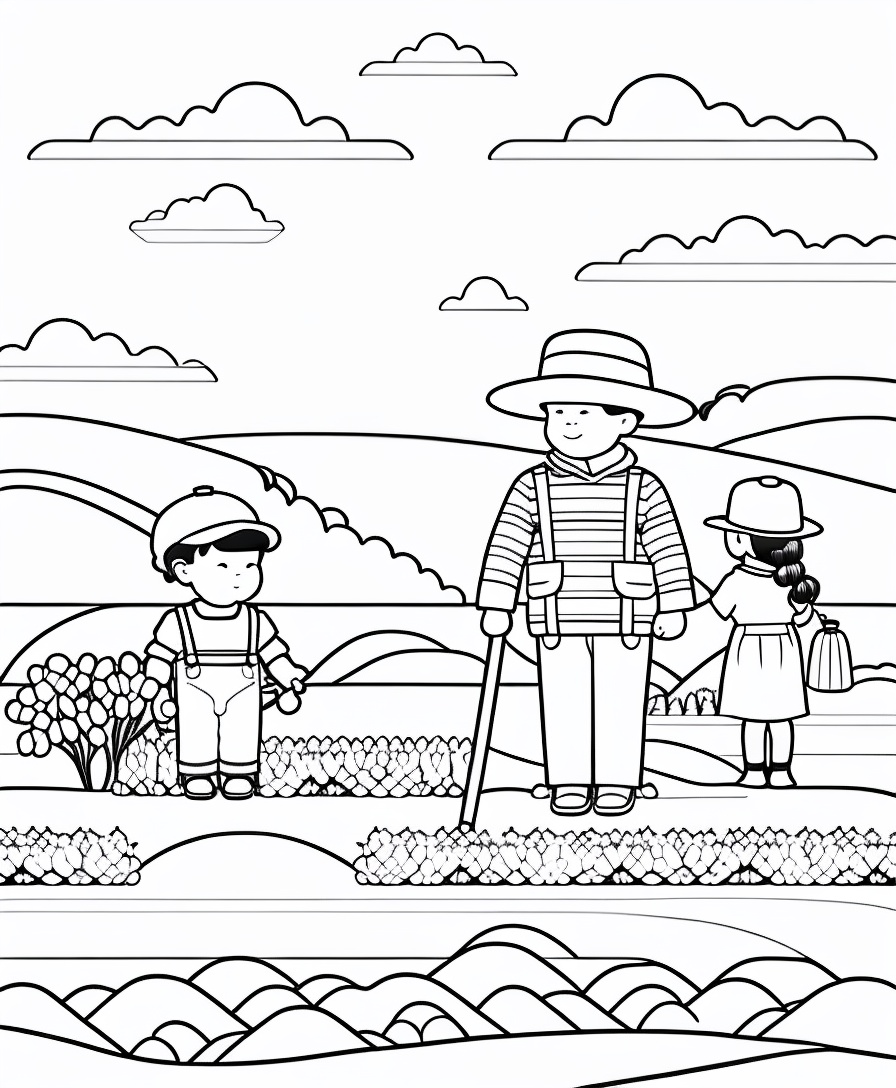 Lexica - Little Farmers: Design a coloring page featuring young kids ...