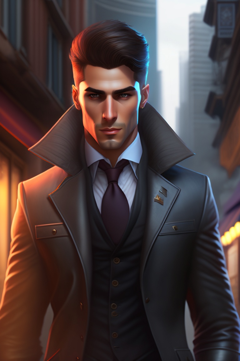 Lexica - Half body portrait of a handsome investigator, urban fantasy ...