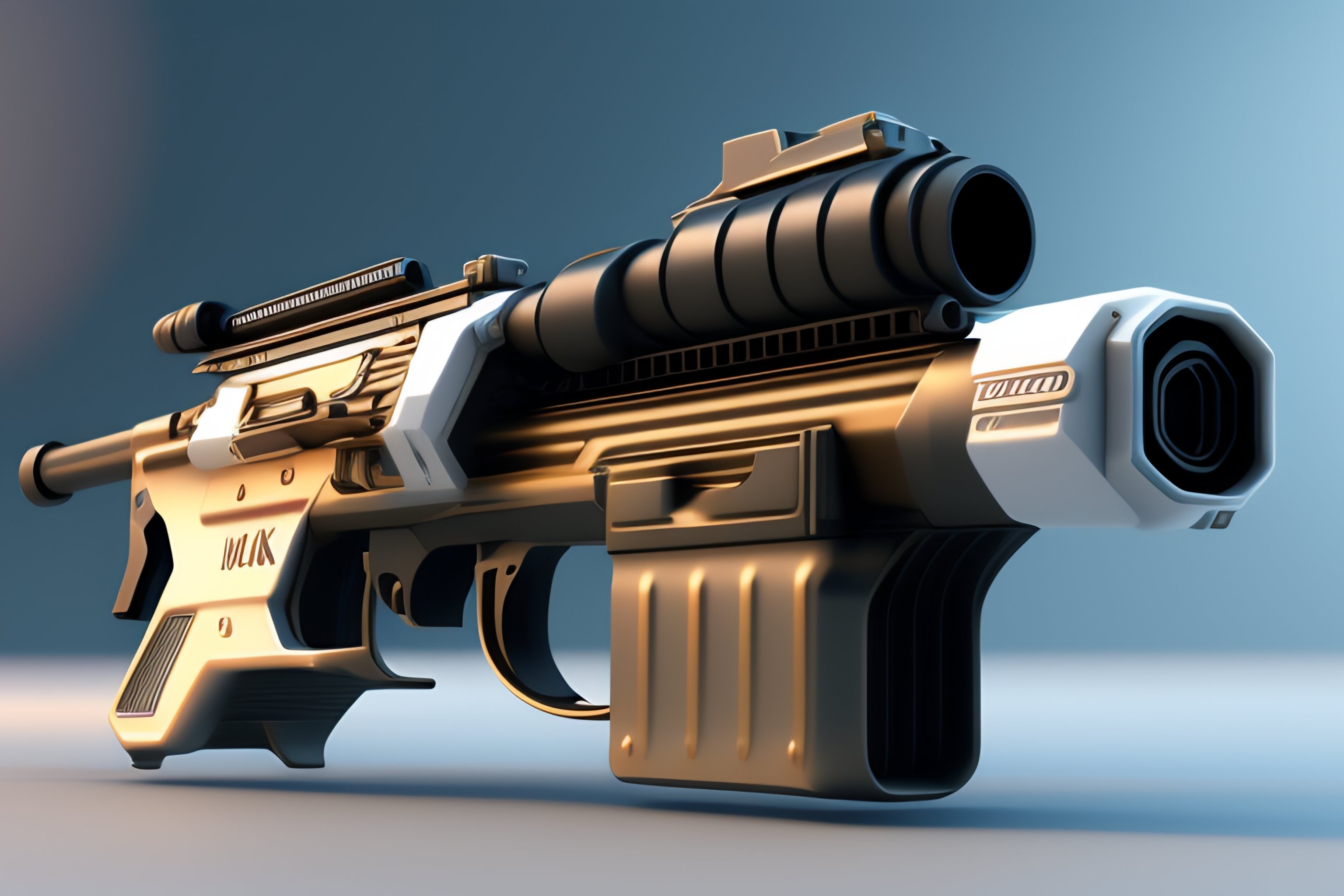 Lexica - A machine gun with a white background, a computer rendering by ...