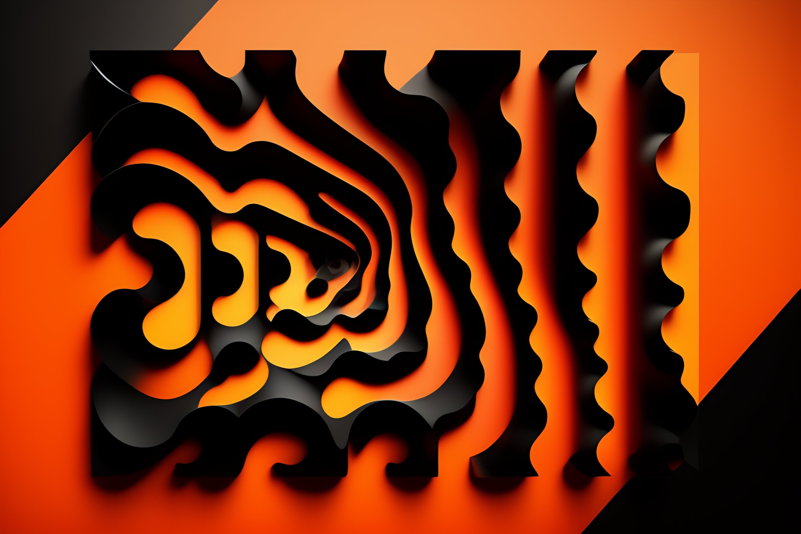 Lexica - 7d black orange abstract optical illusion design