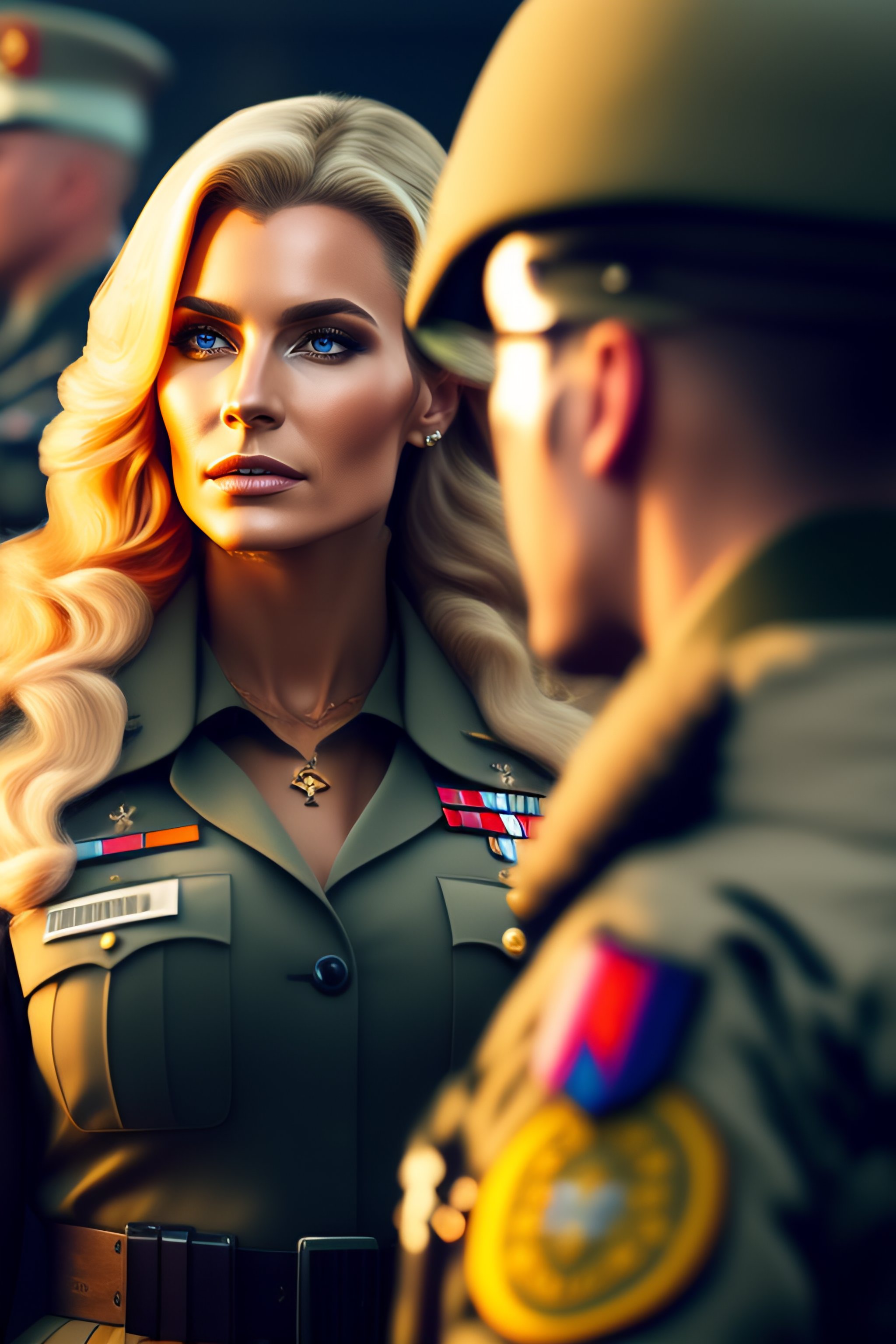 Lexica - A sexy, Polish female military general with long blonde hair ...