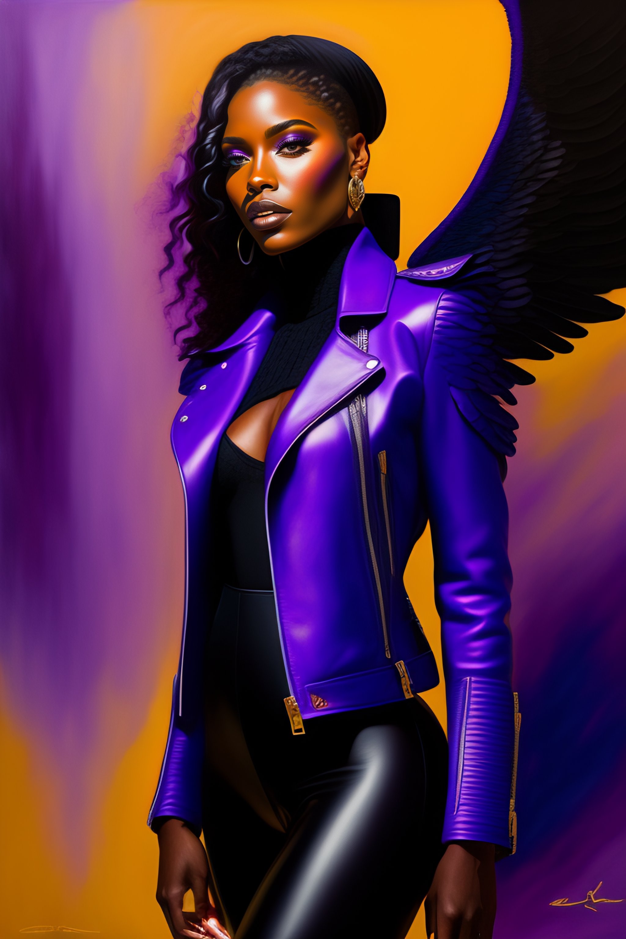 Lexica - Painting masterpieces beautiful black female fallen angel in ...