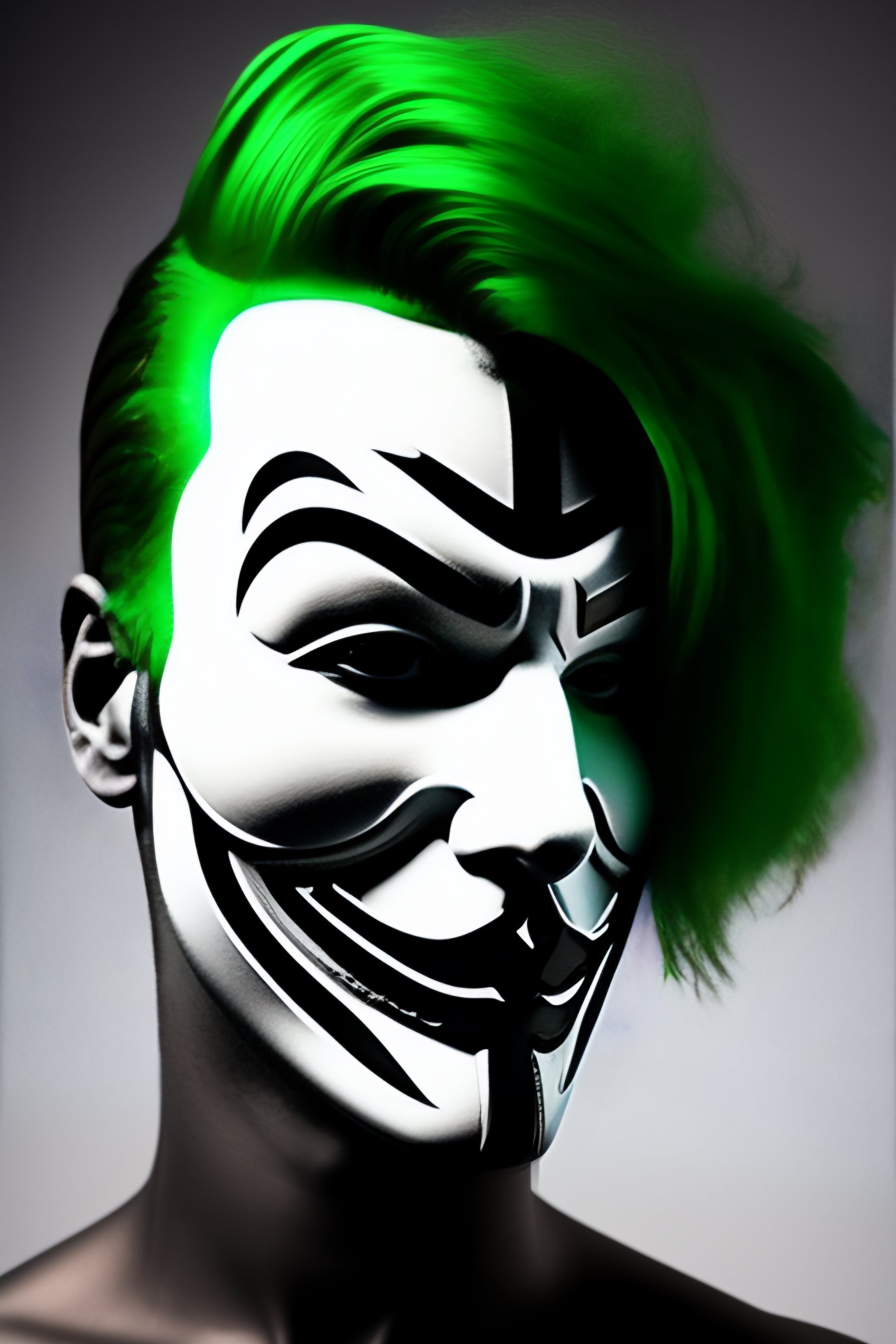 Lexica - Image of anonymous mask black and white in green background