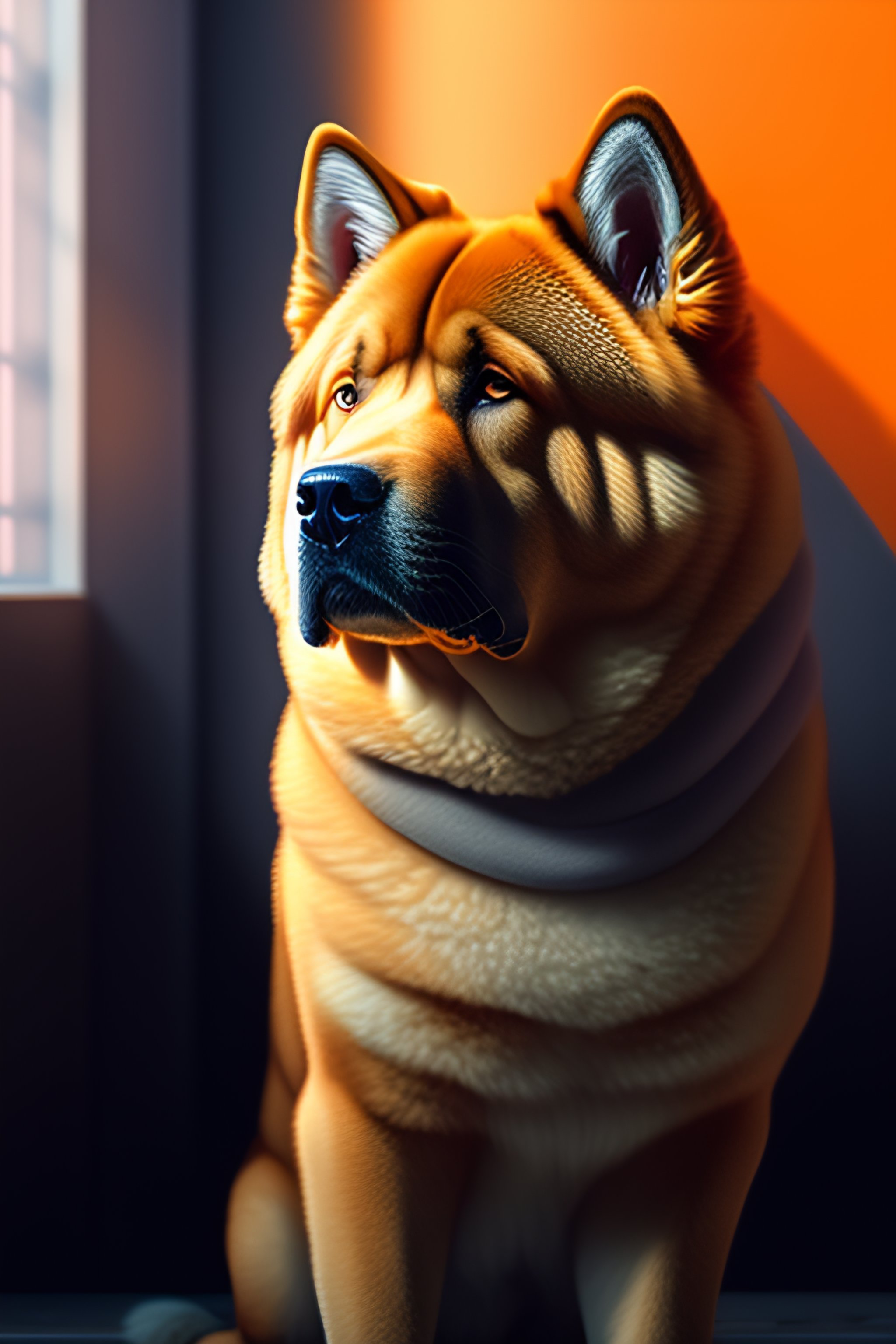 Lexica - Anthropomorphic photo of a Chow Chow dog as a prisoner in a ...