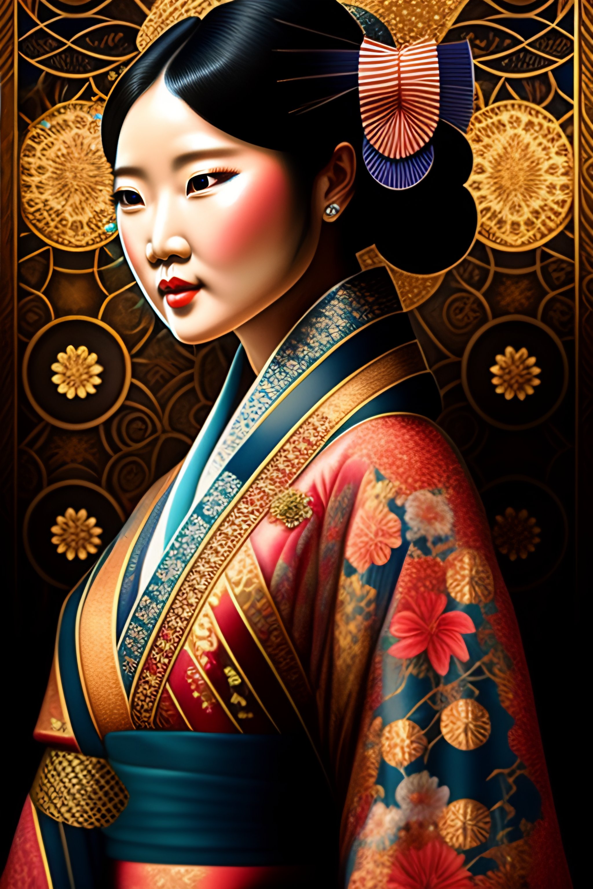 Lexica - Inspired tarot card detailed kimono and geisha bow portrait ...