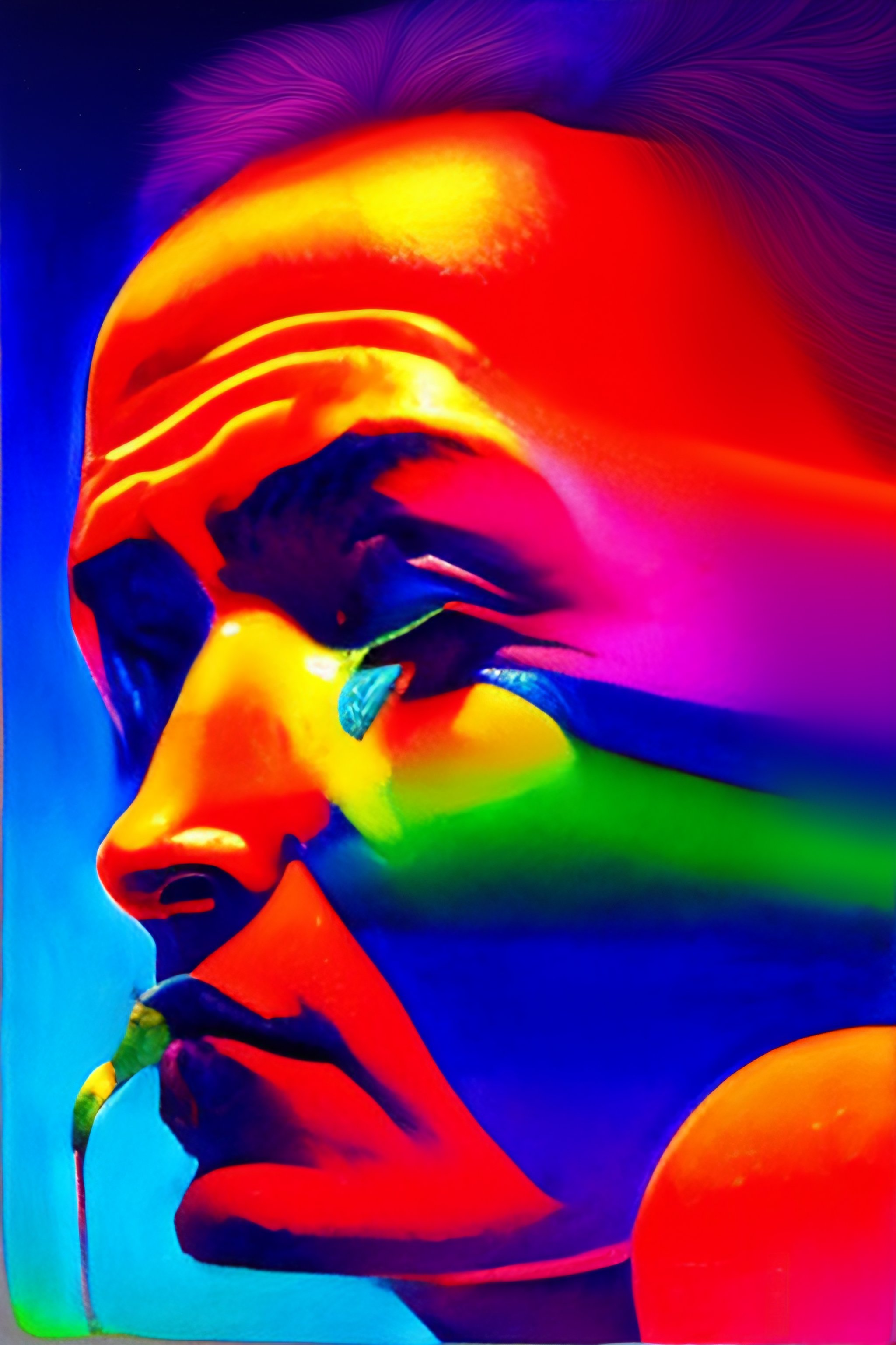 Lexica - A colorful vibrant closeup portrait of a magician licking a ...