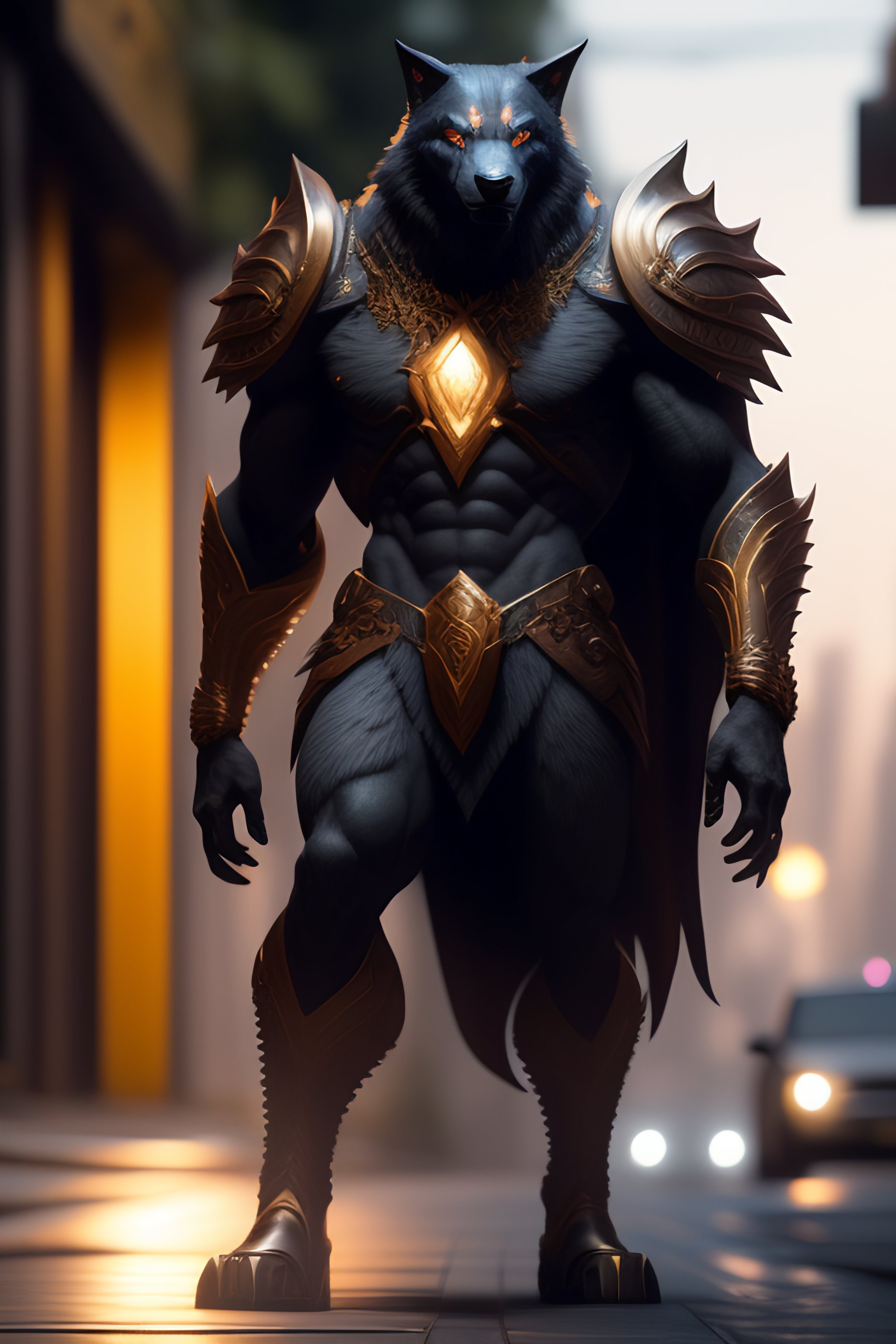 Lexica - A Werewolf walking through the streets of Rio de Janeiro full ...