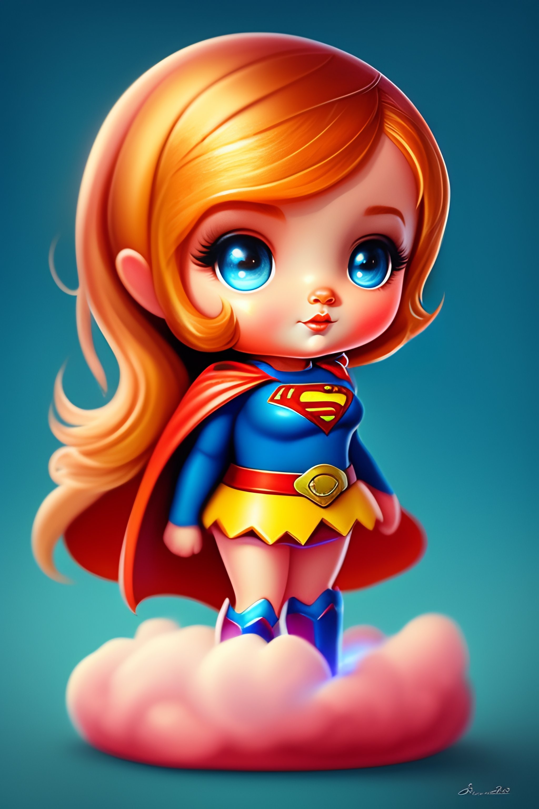 Lexica - Cute and adorable cartoon baby, supergirl fantasy, dreamlike ...