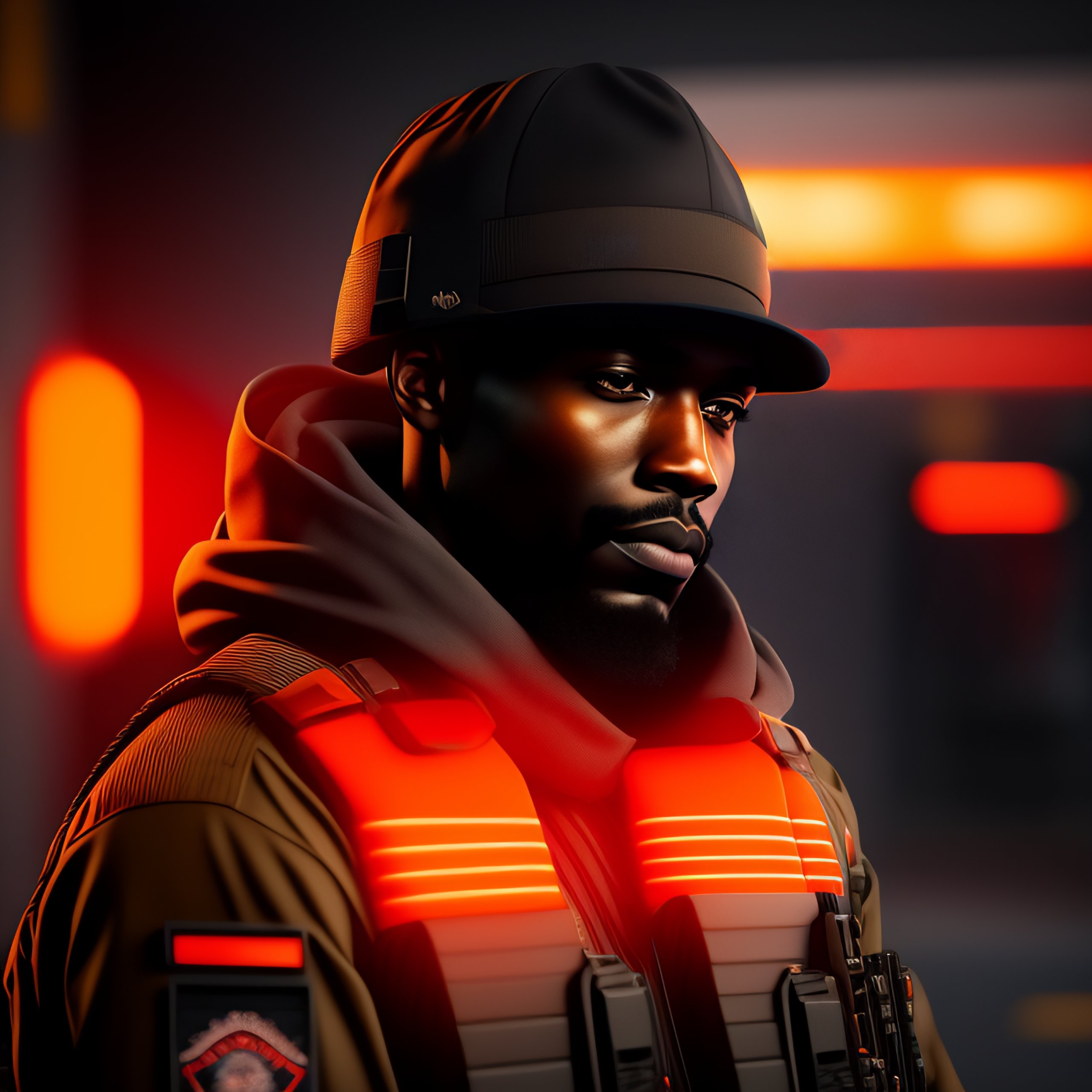 Lexica - CS-GO anti-terrorist black man, police hat, hollographic ...