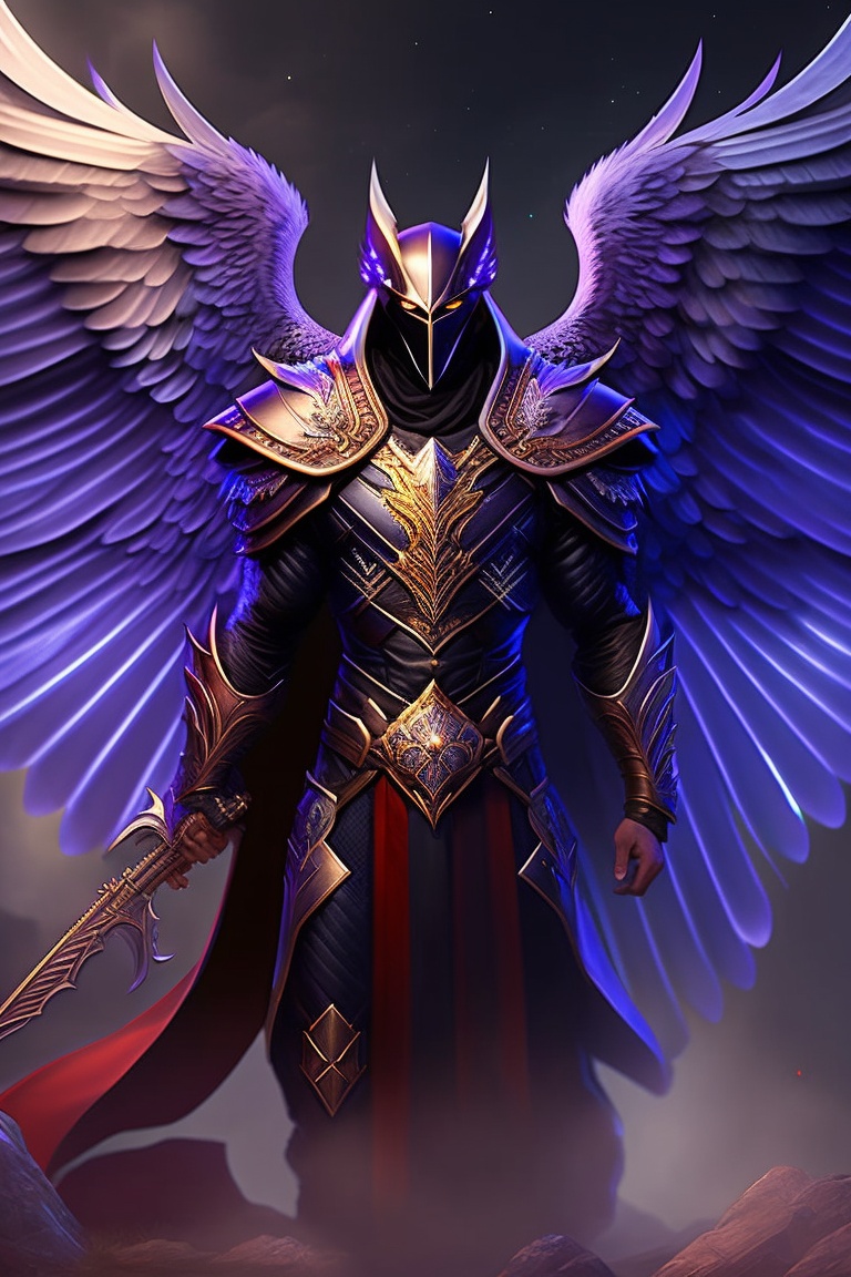 Lexica - Azrael is an angel of imposing appearance, with wings as black ...
