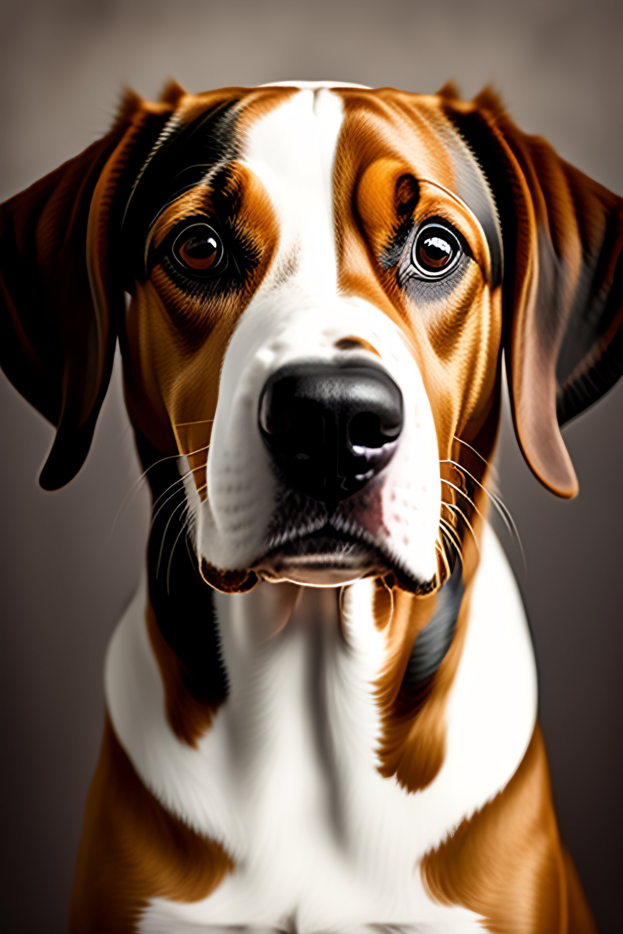 Lexica - Dog named Ollie, Beagle, White snout, Large judging eyes