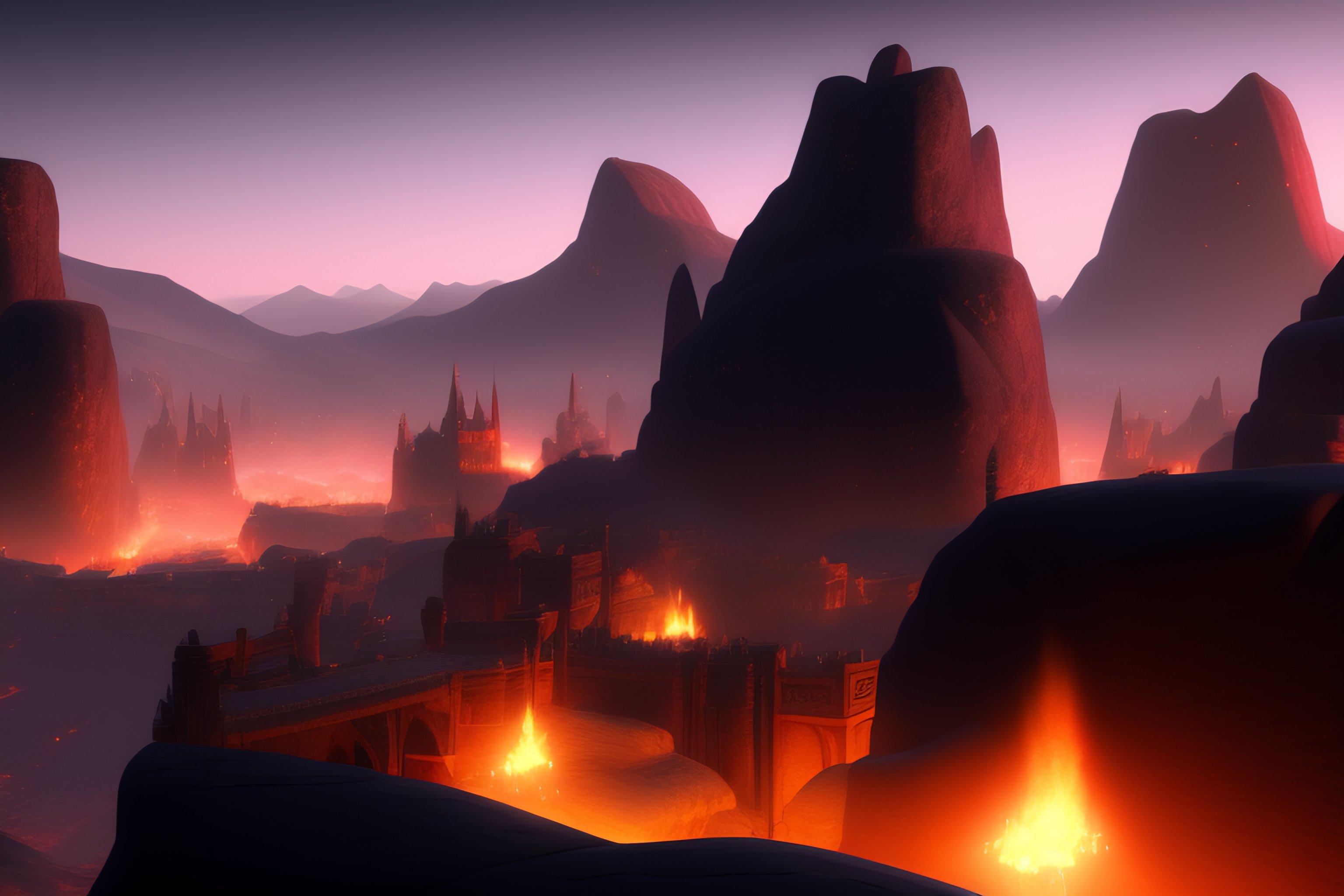 Lexica - Round iron city, in vulcan, cobblestone, city, open area, 4k ...