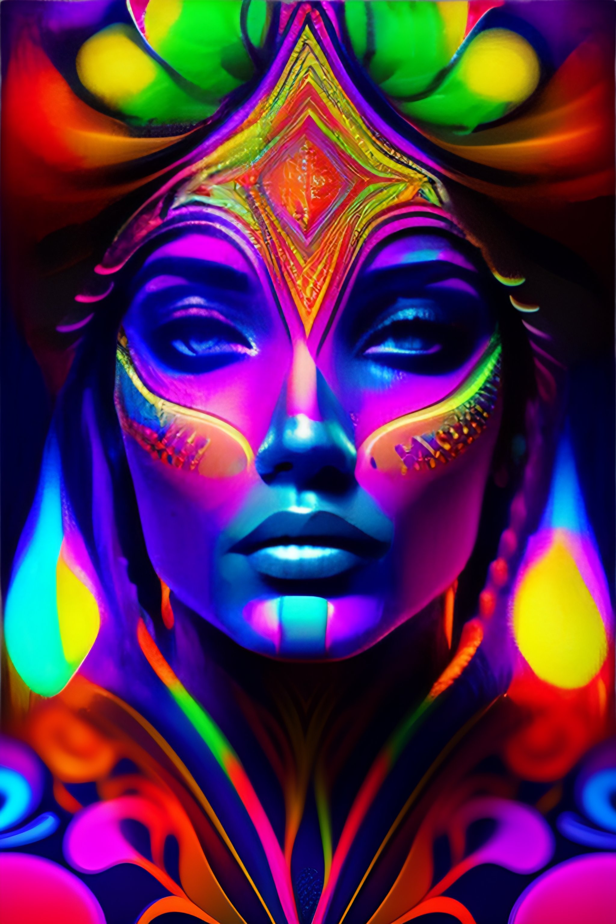 Lexica - Psychedelic entity, ayahuasca, symmetrical face, geometrical ...