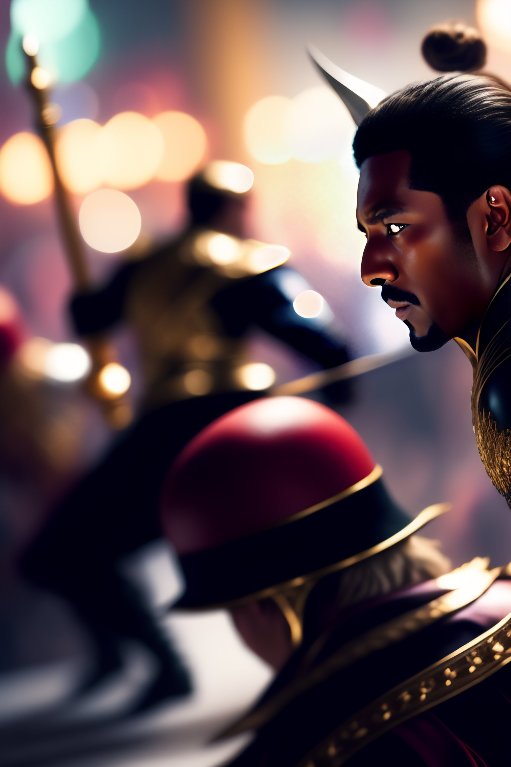 Lexica - Extreme motion blur, crowded action scene, sword fight, movie set