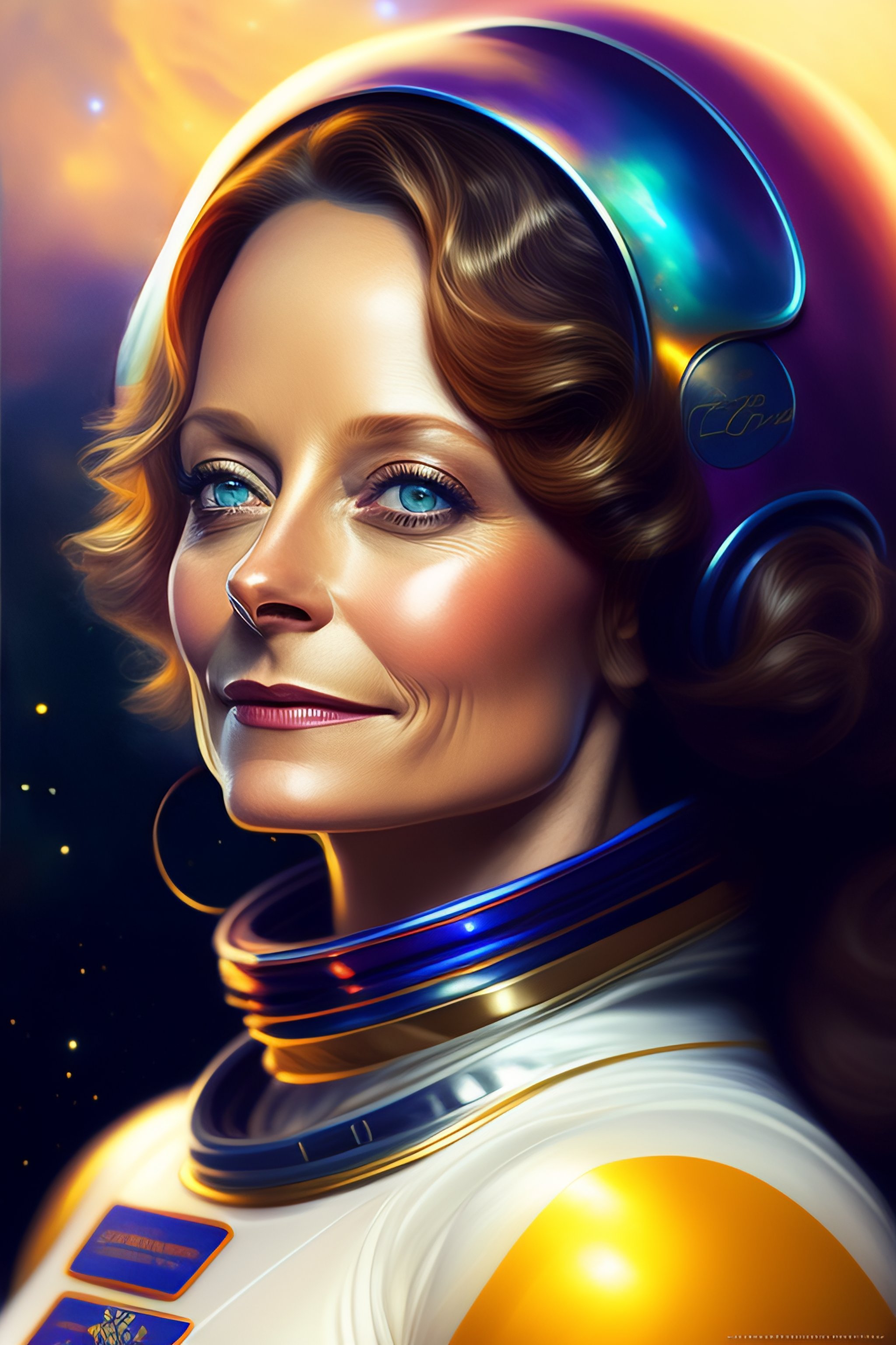 Lexica - A beautiful portrait of Jodie Foster wearing a space suit ...