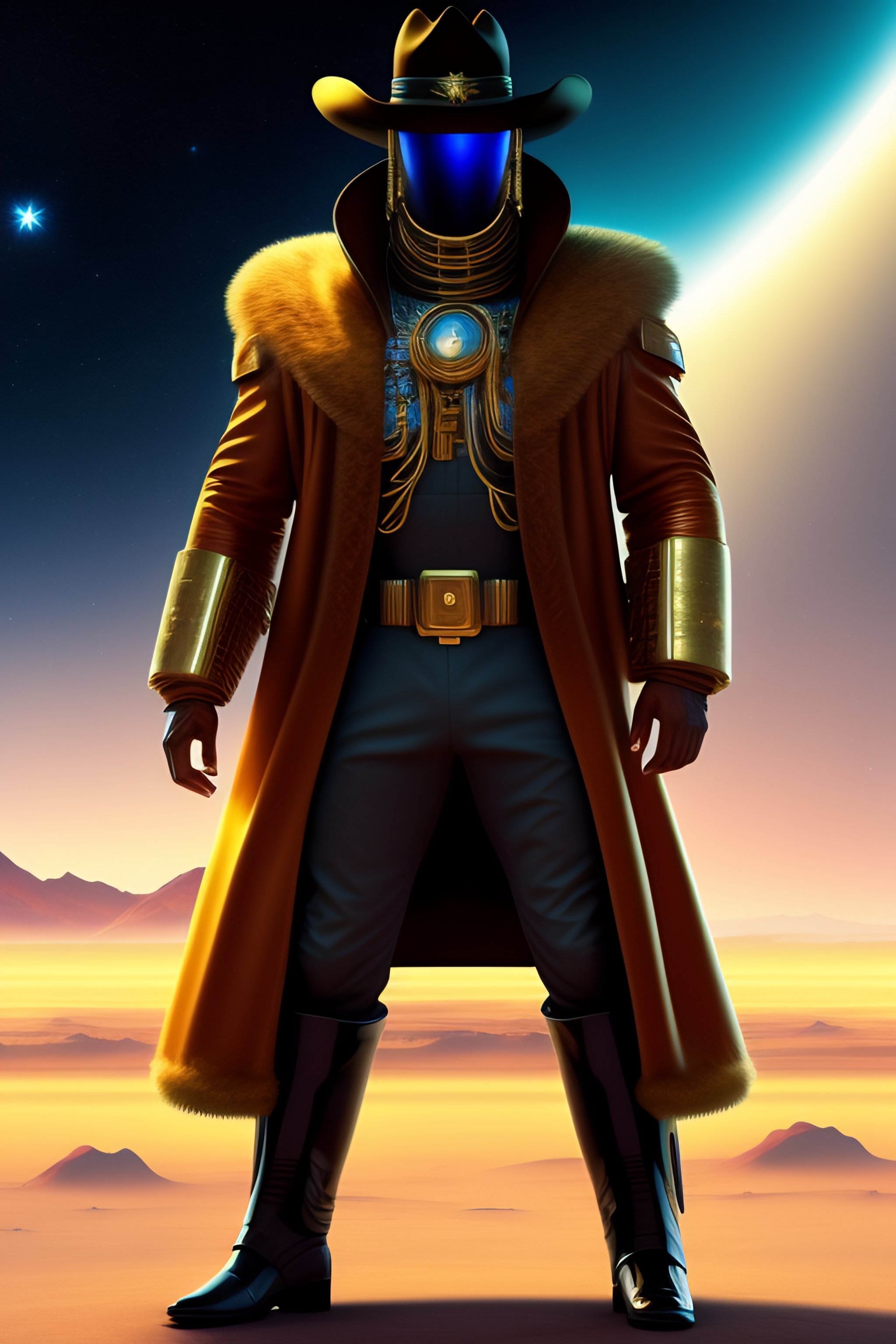 Lexica - Android sci-fi dressed as a space cowboy from a sci-fi movie