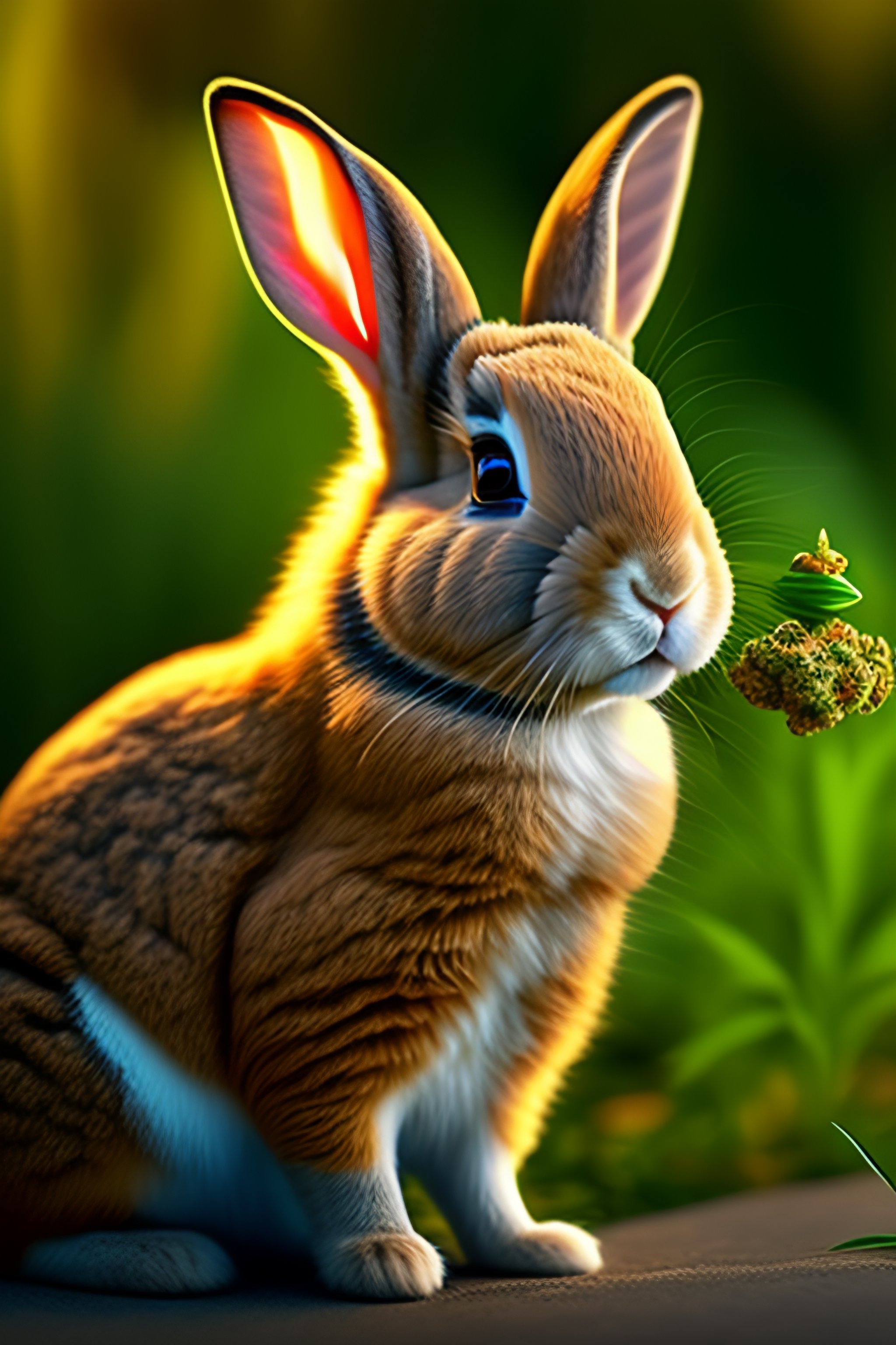 Lexica - A rabbit with a joint in his mouth super cute eyes saying ...